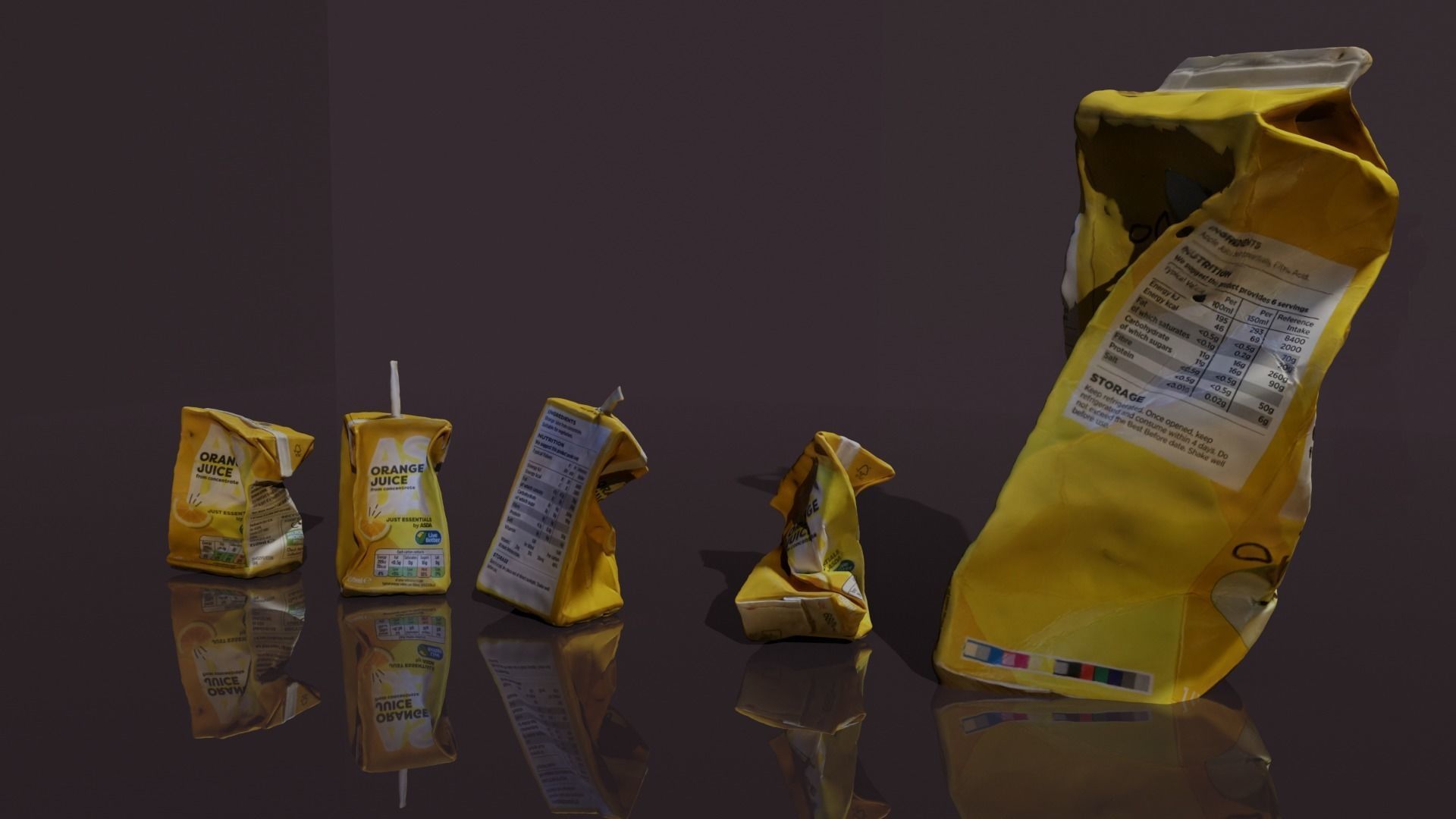 Crushed Juice Cartons 3D model | CGTrader