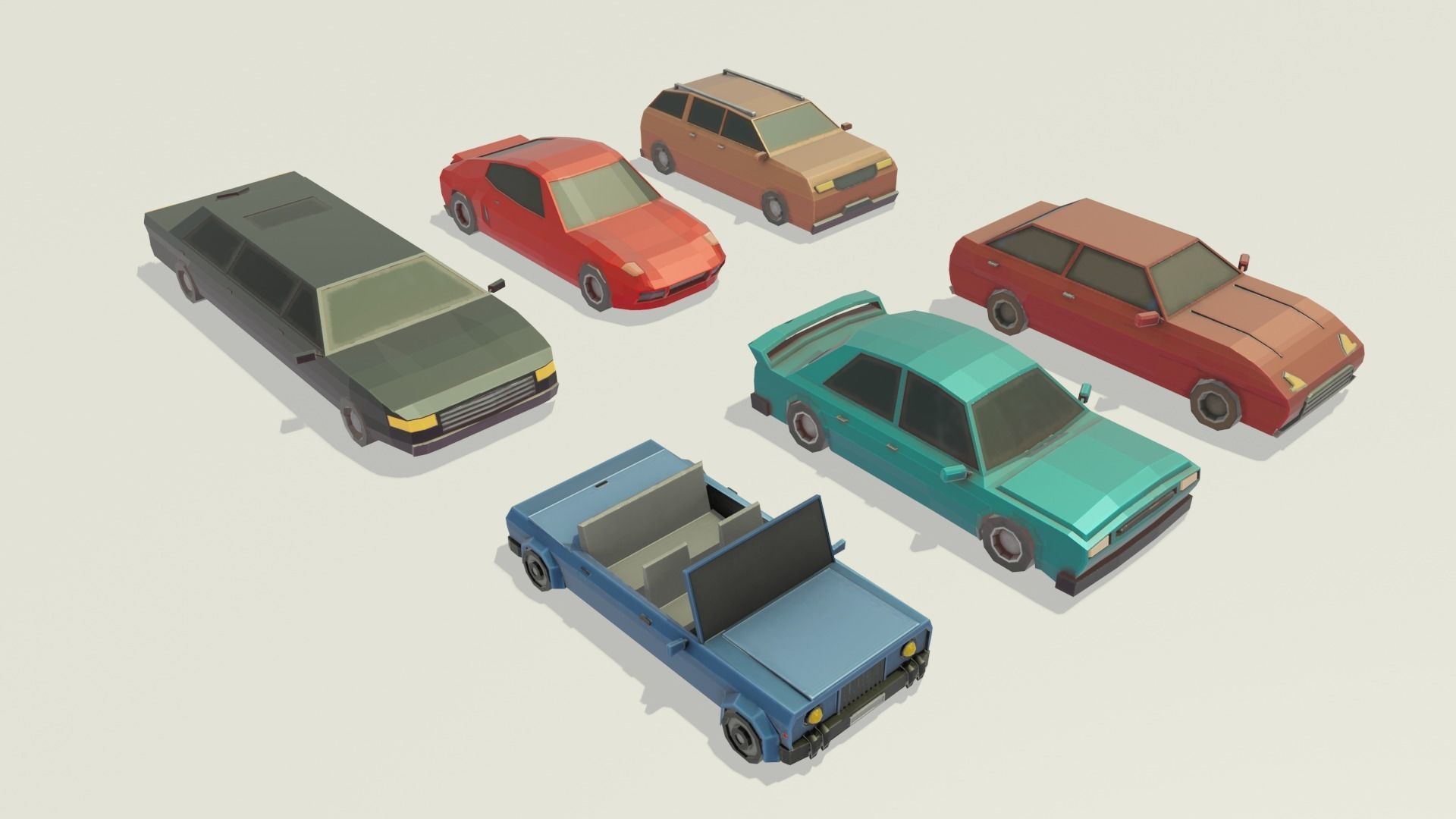3D model Stylized Lowpoly Car Pack - 3D Model VR / AR / low-poly | CGTrader