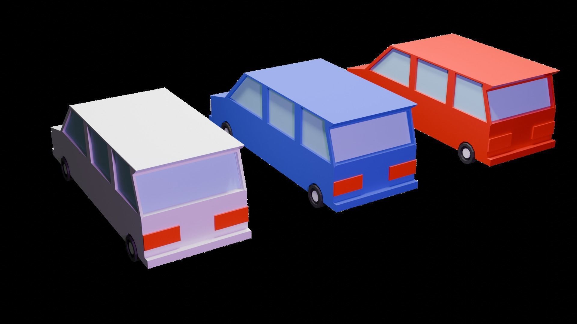 3D model 3 different Color Low Poly Car VR / AR / low-poly | CGTrader