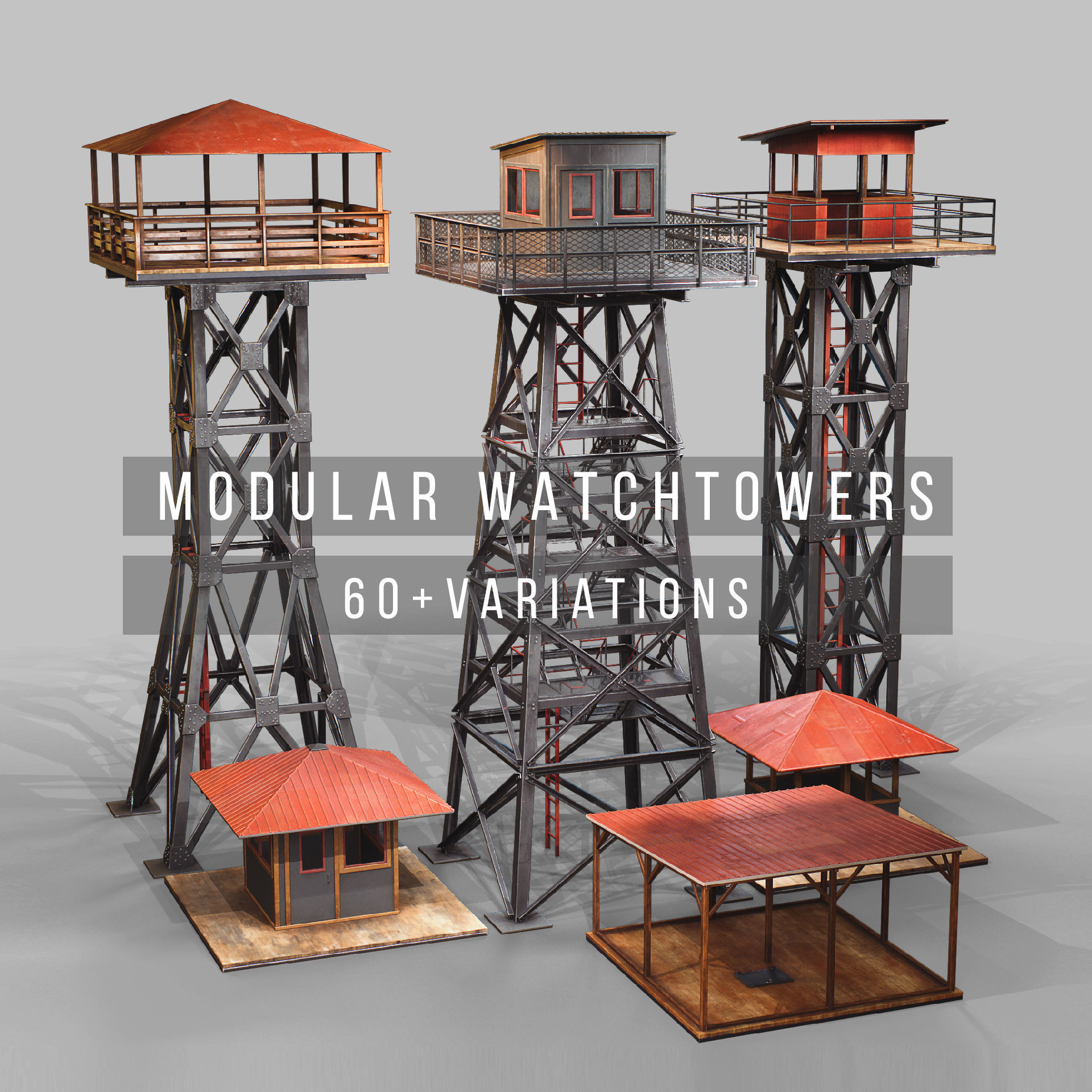 3D model Game-Ready Modular Watchtowers set VR / AR / low-poly | CGTrader
