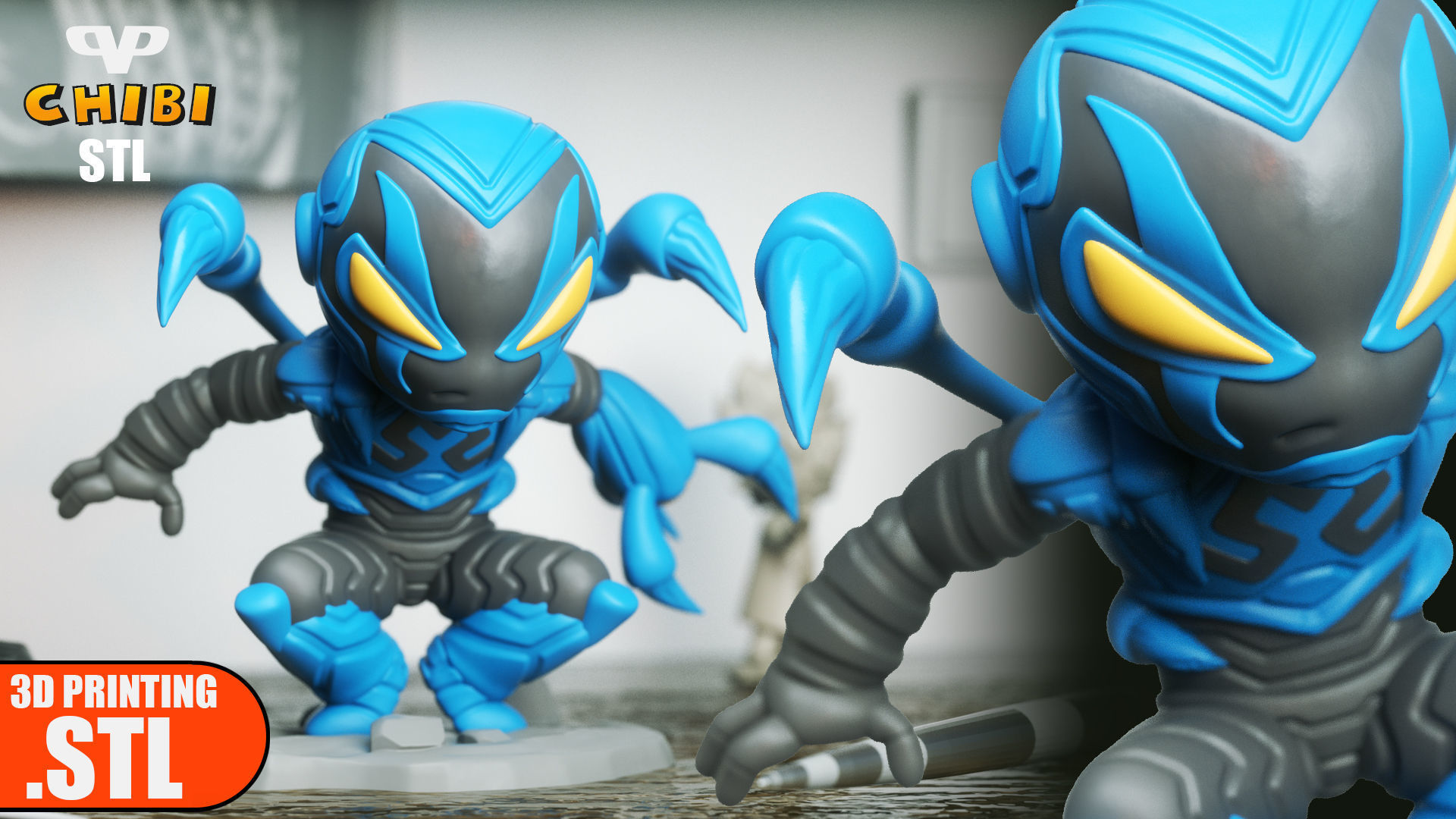 Blue Beetle Chibi STL for 3D Printing ChibiSTL 3DXM 3D model 3D ...