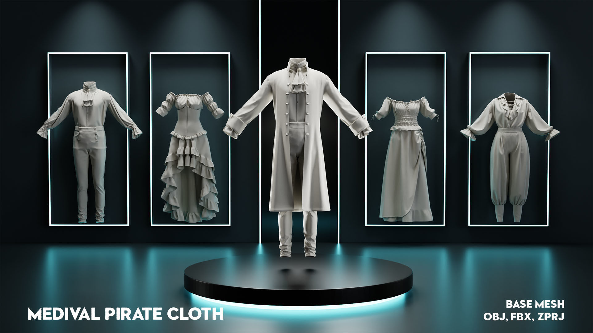 Medieval Pirate Clothes Base Mesh 3D model | CGTrader