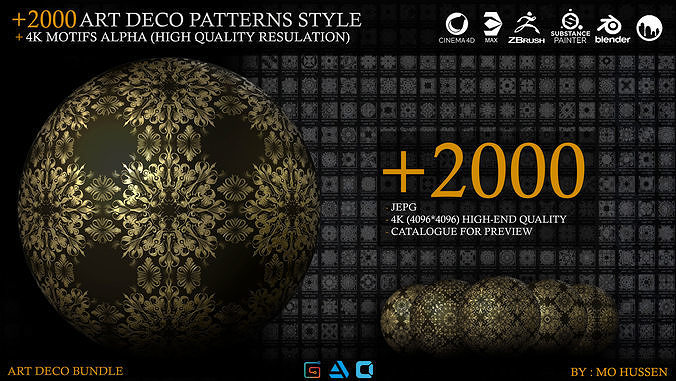 2000 Mega Art deco patterns style 3D model | CGTrader