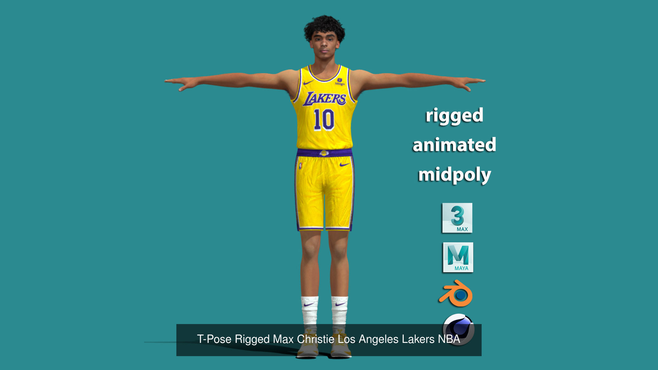 3D Model Collection Los Angeles Lakers NBA squad 6 players VR / AR ...
