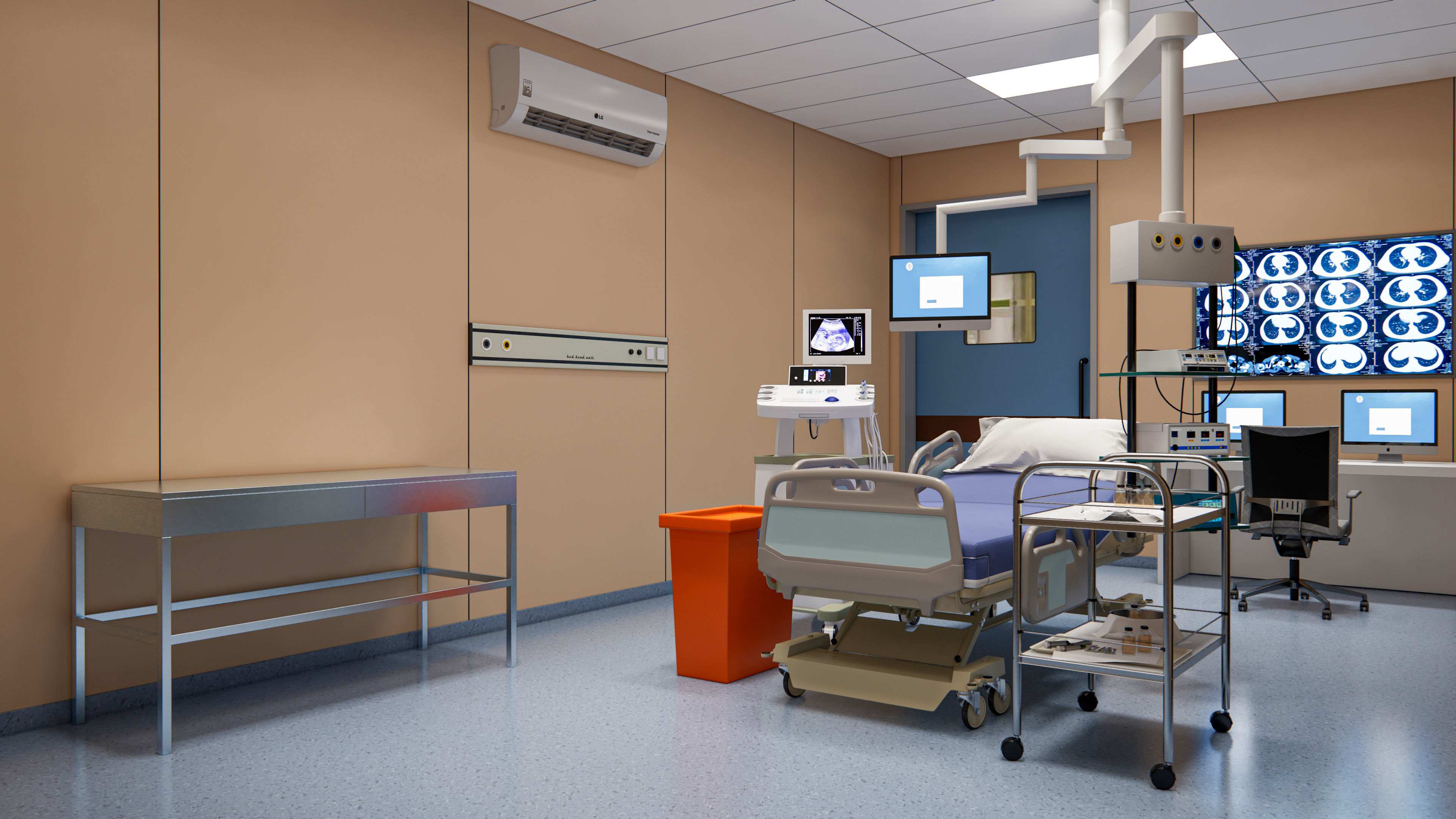 Hospital endoscopy room Interior 3D model | CGTrader