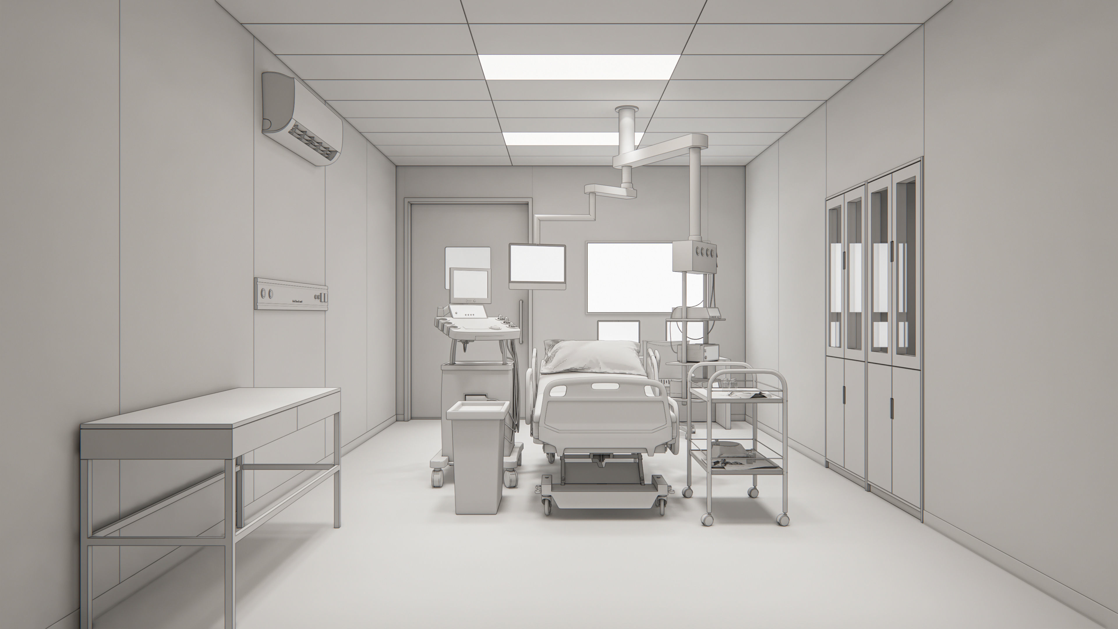 Hospital endoscopy room Interior 3D model | CGTrader