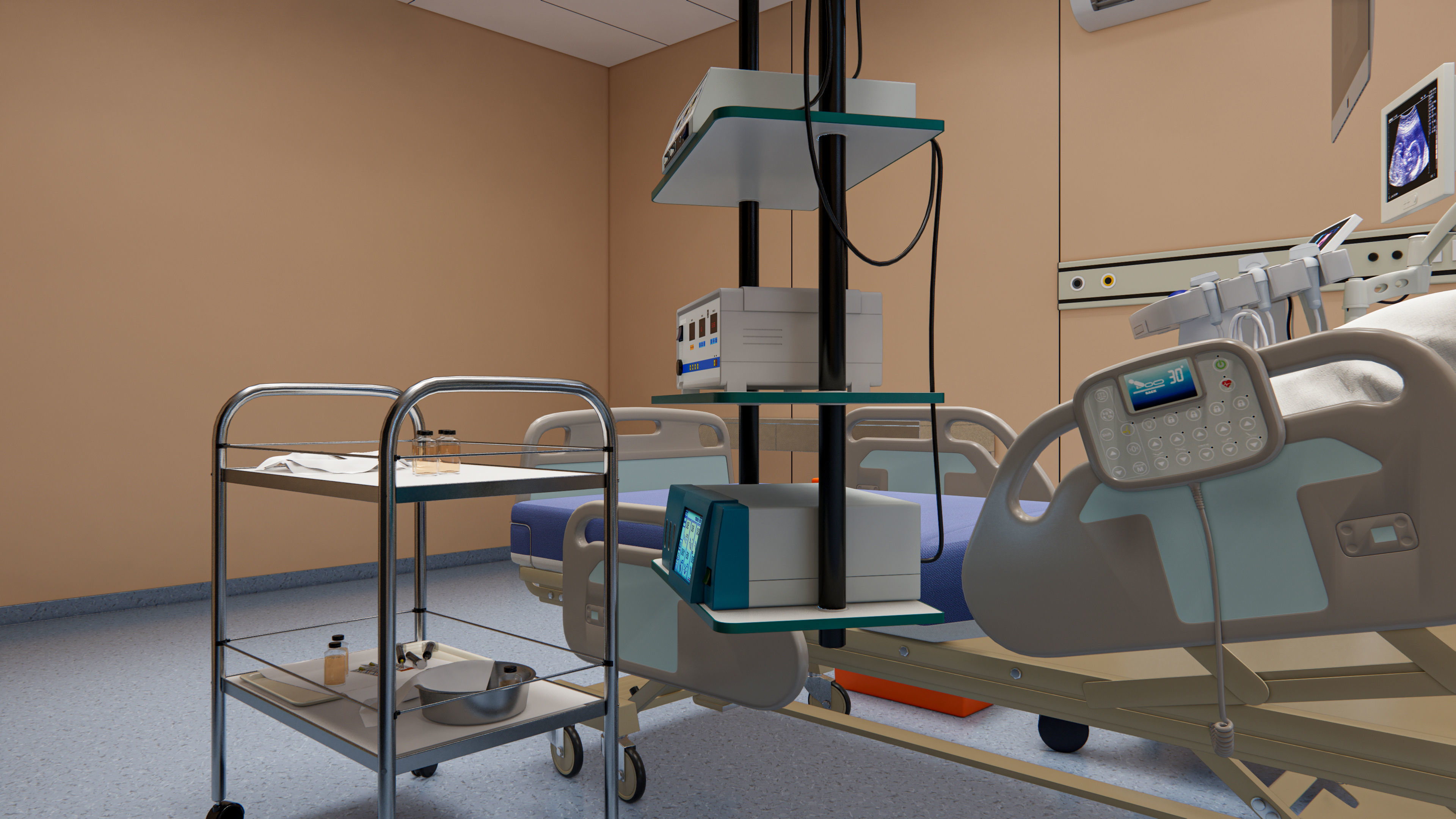 Hospital endoscopy room Interior 3D model | CGTrader