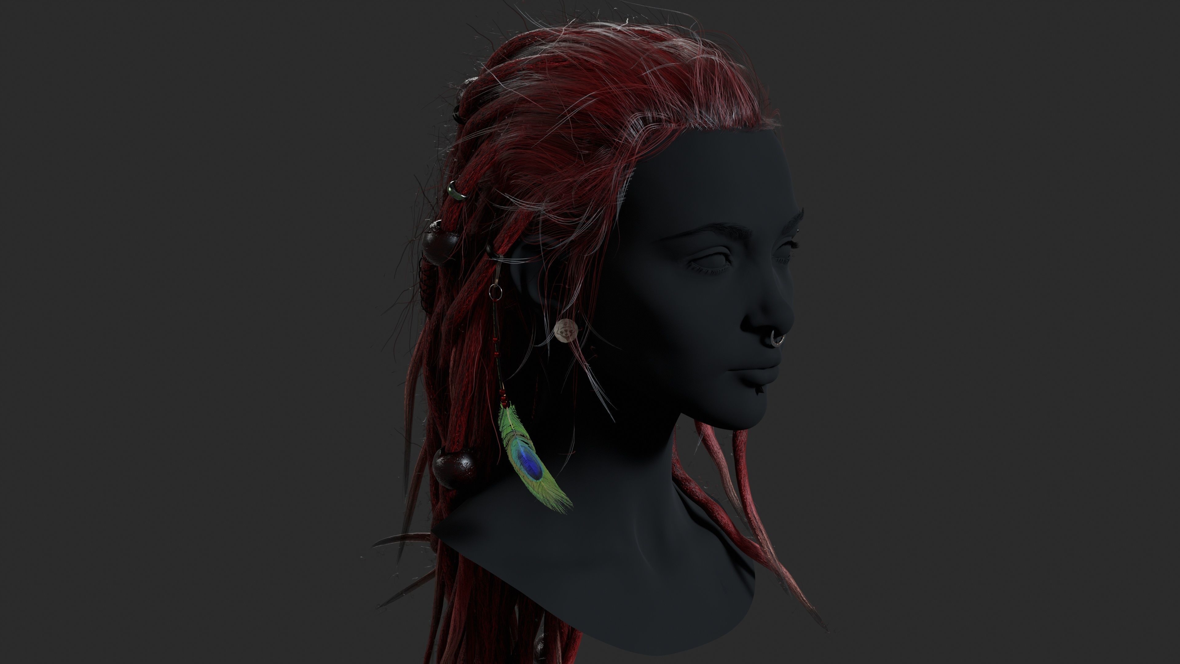 3D model PBR Lowpoly Hair 1 DREADLOCKS HAIRSTYLE Low-poly 3D model VR ...