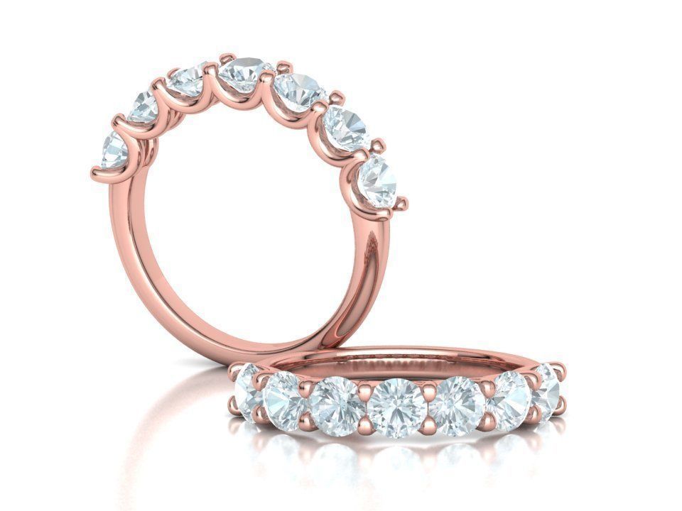 7 stone Eternity Wedding Band 4mm diamonds U shaped prongs 3D model 3D ...