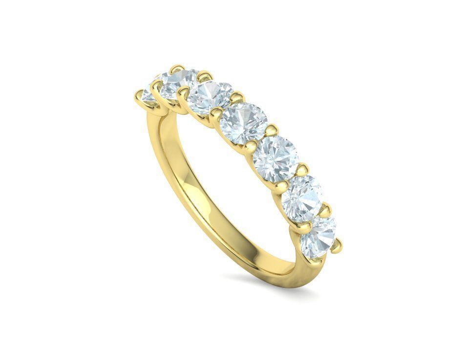 7 stone Eternity Wedding Band 4mm diamonds U shaped prongs 3D model 3D ...