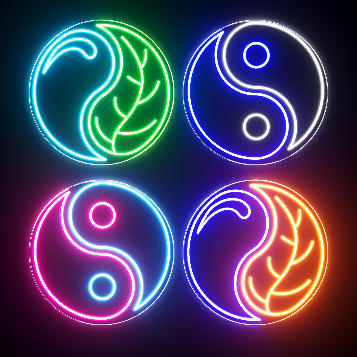 Yin And Yang Neon Sign 3D model | CGTrader