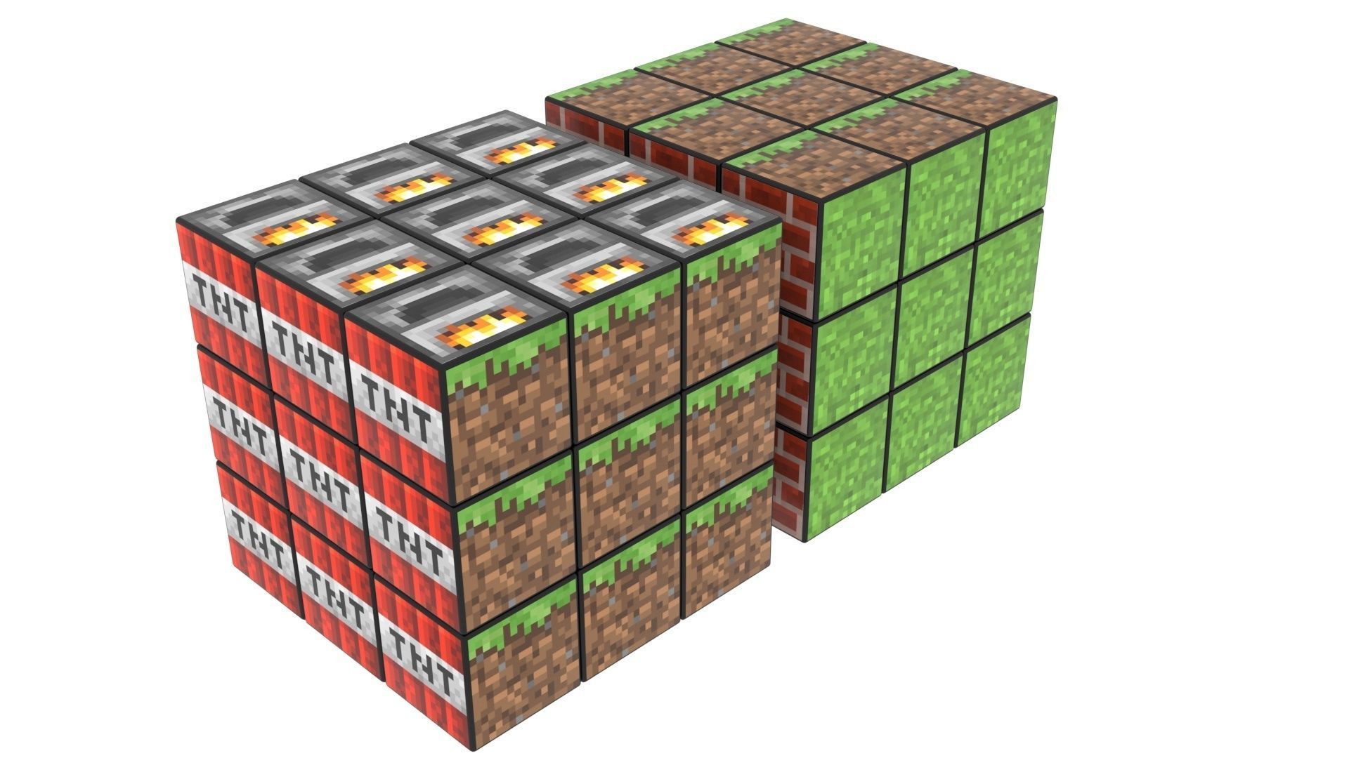 Rubiks Cubes Set With Minecraft Blocks 3D model | CGTrader