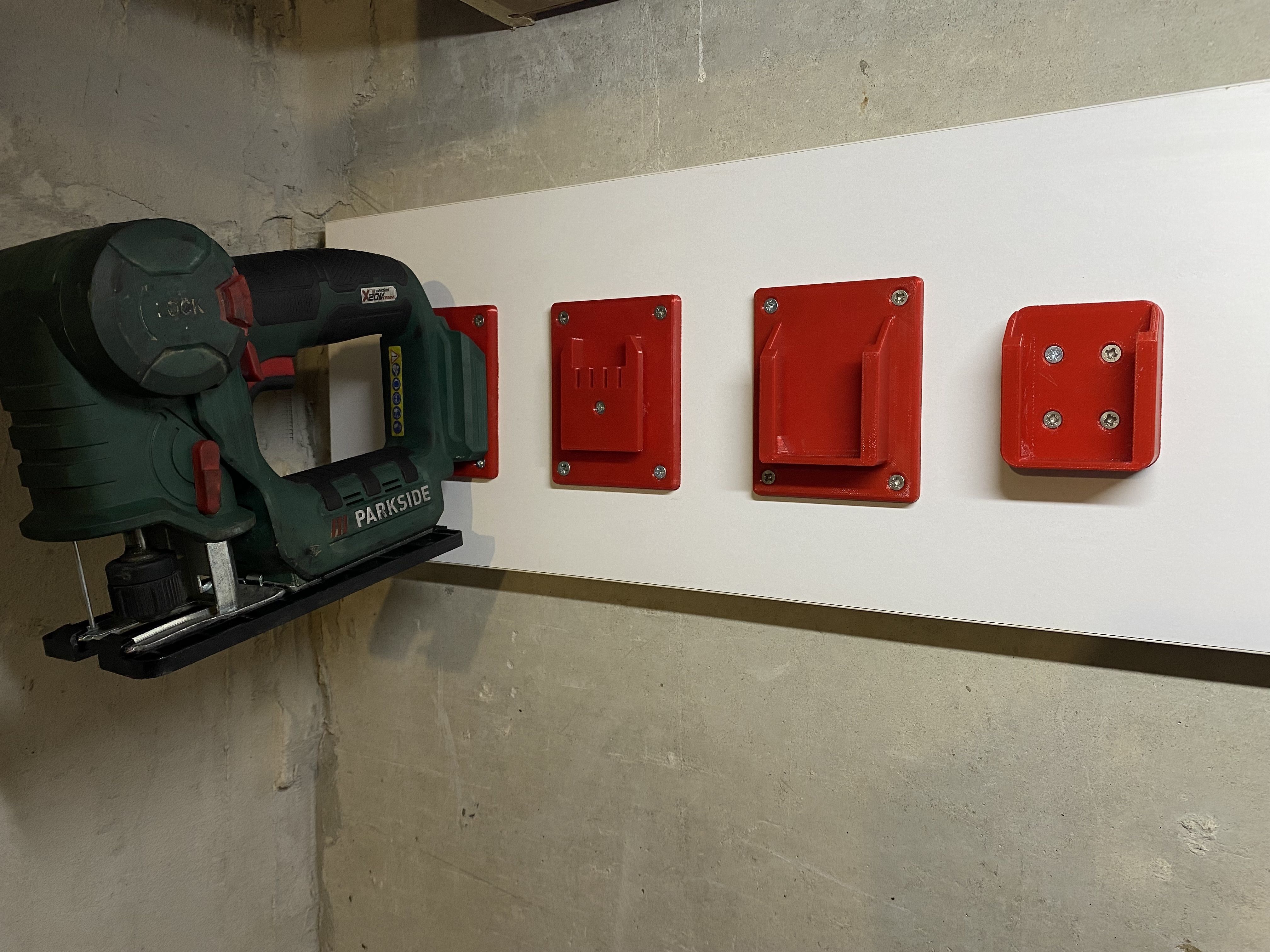 Parkside wall stand Mount for tools and batteries 3D model 3D printable ...