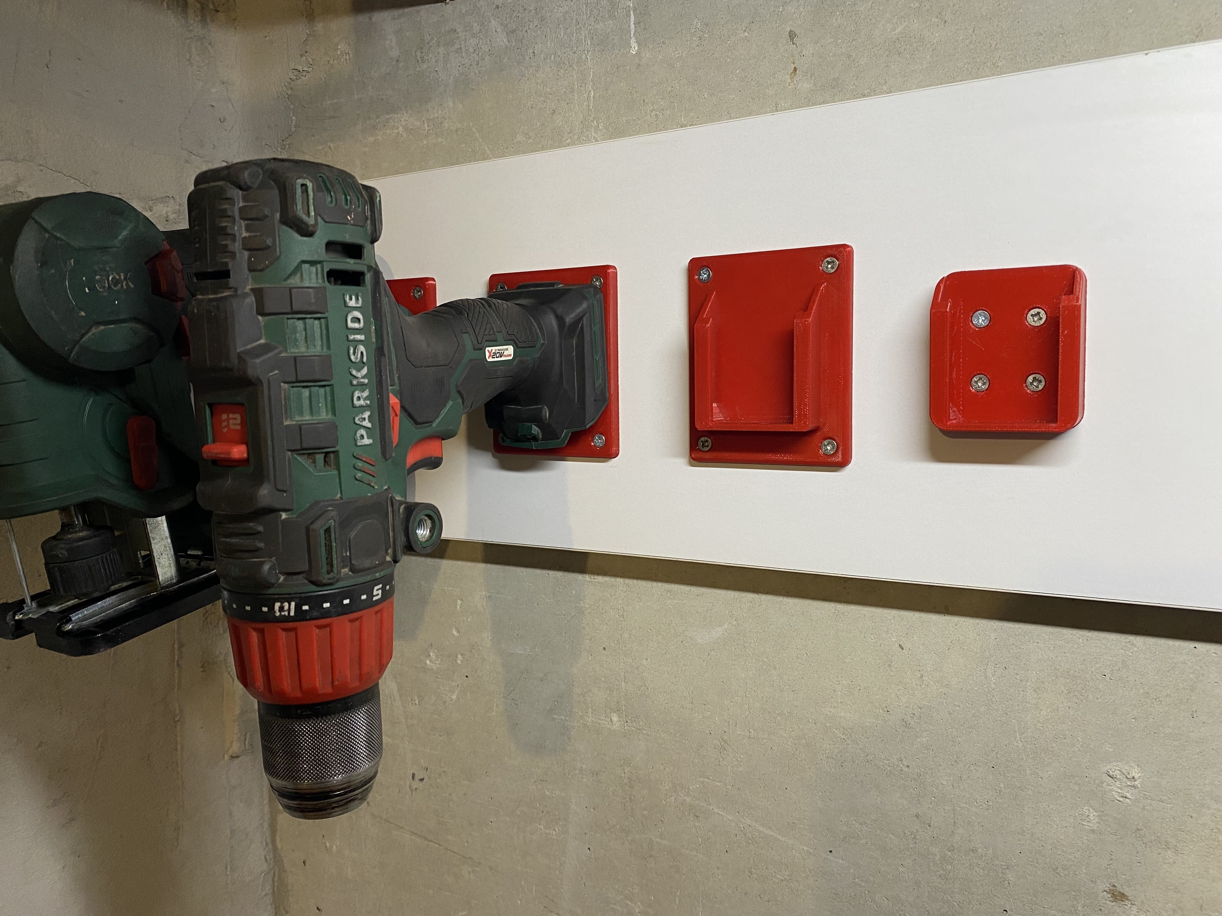 Parkside wall stand Mount for tools and batteries 3D model 3D printable ...