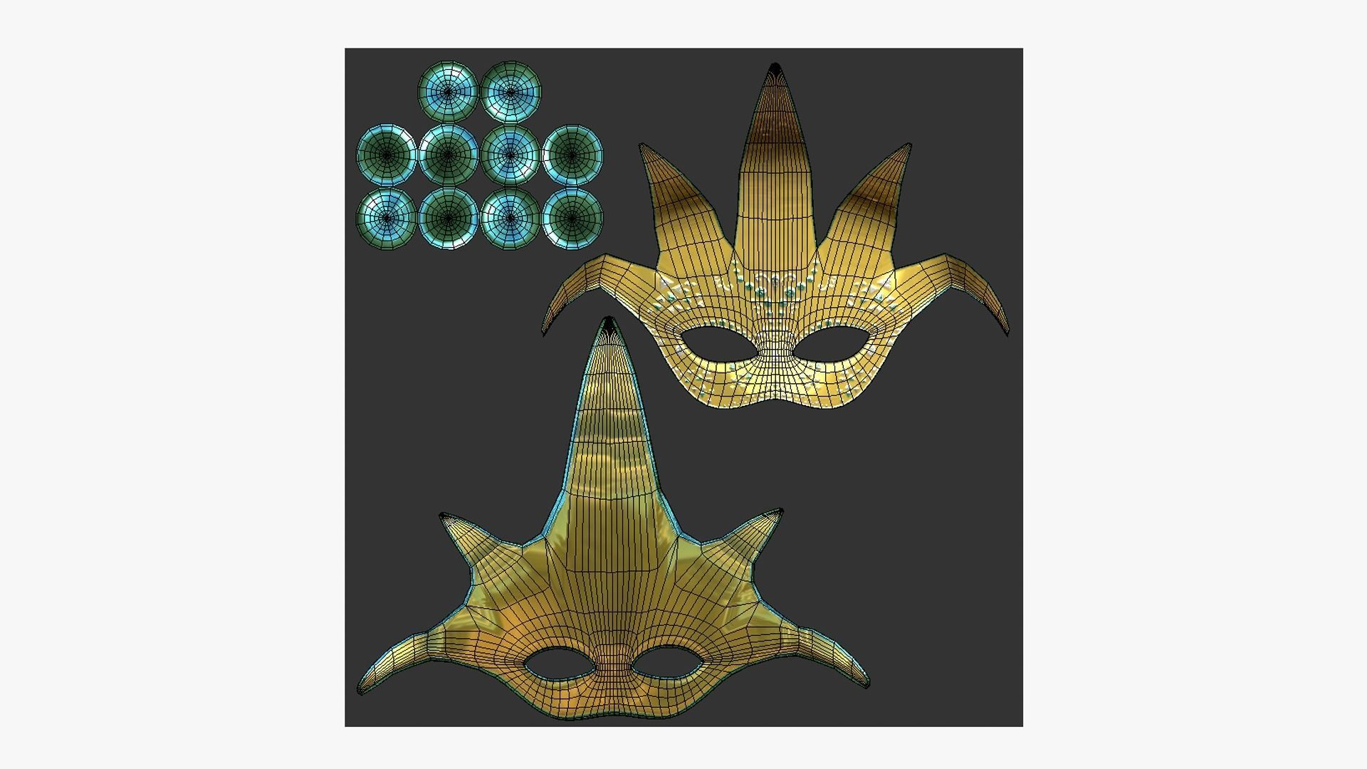 3D model Carnival Mask H05 Golden - Costume Character Design VR / AR ...
