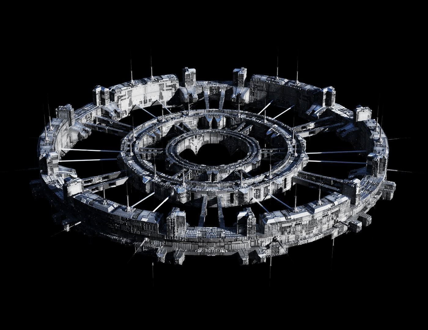 Round Space Station - Sci-Fi Center - Space Base 3D model | CGTrader