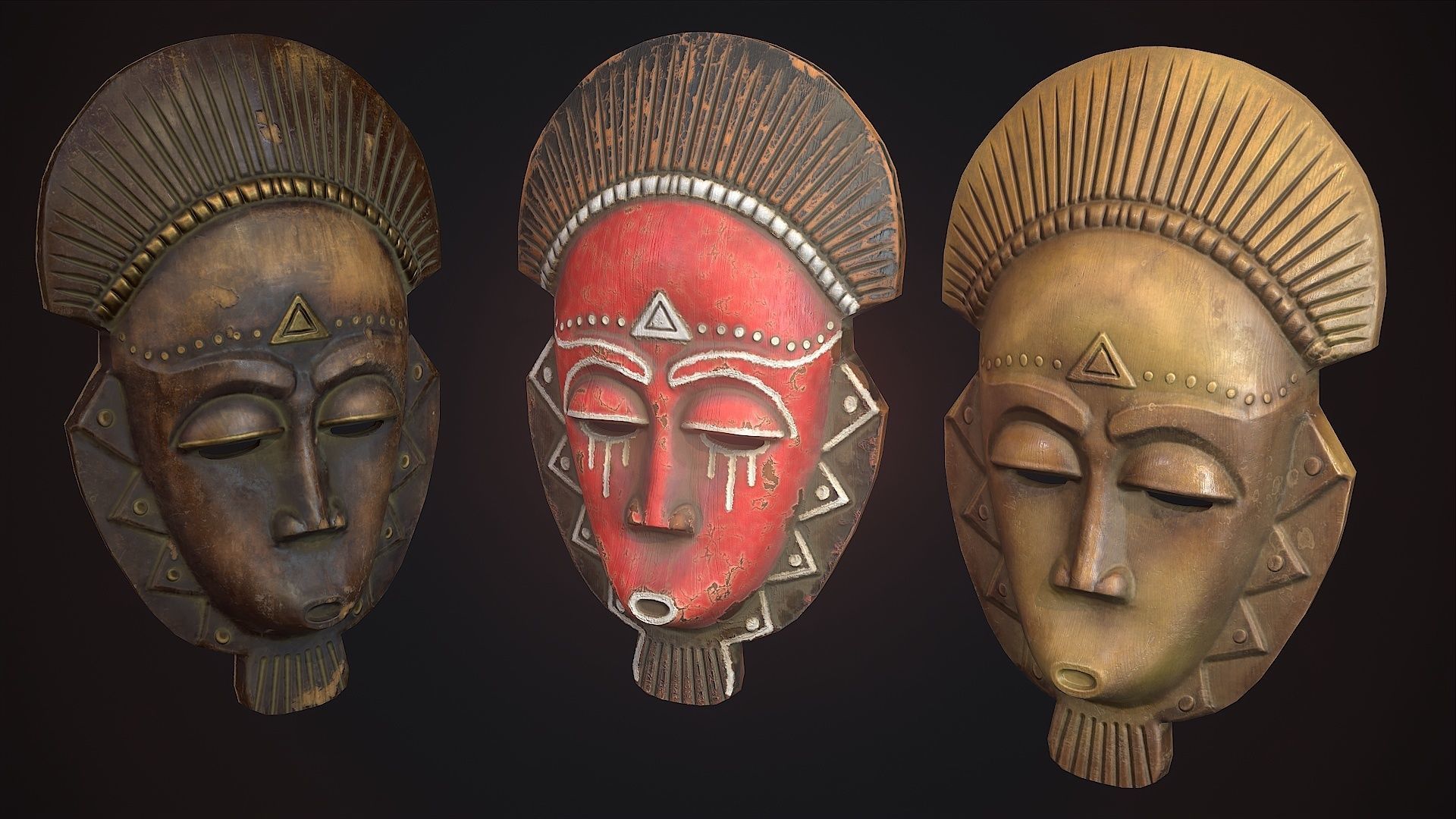 3D model African mask 3 VR / AR / low-poly | CGTrader