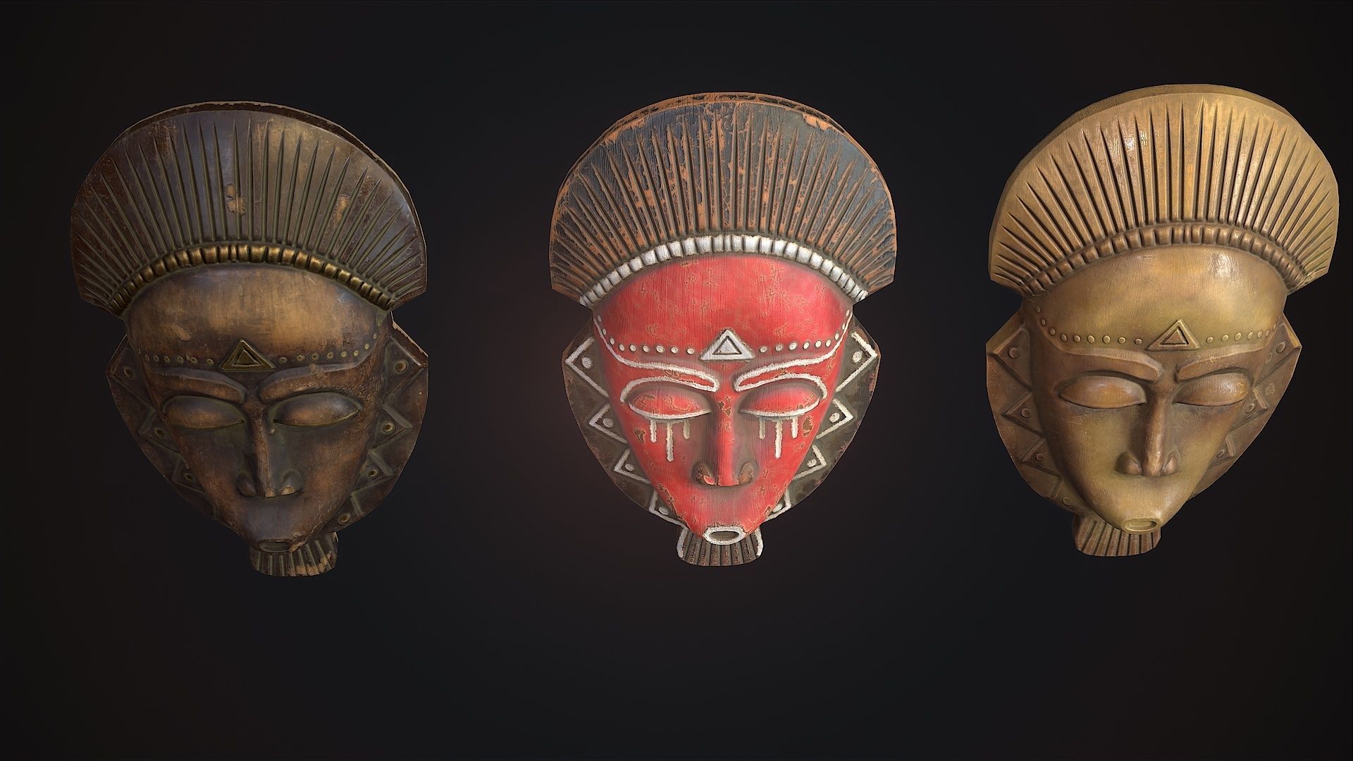 3D model African mask 3 VR / AR / low-poly | CGTrader