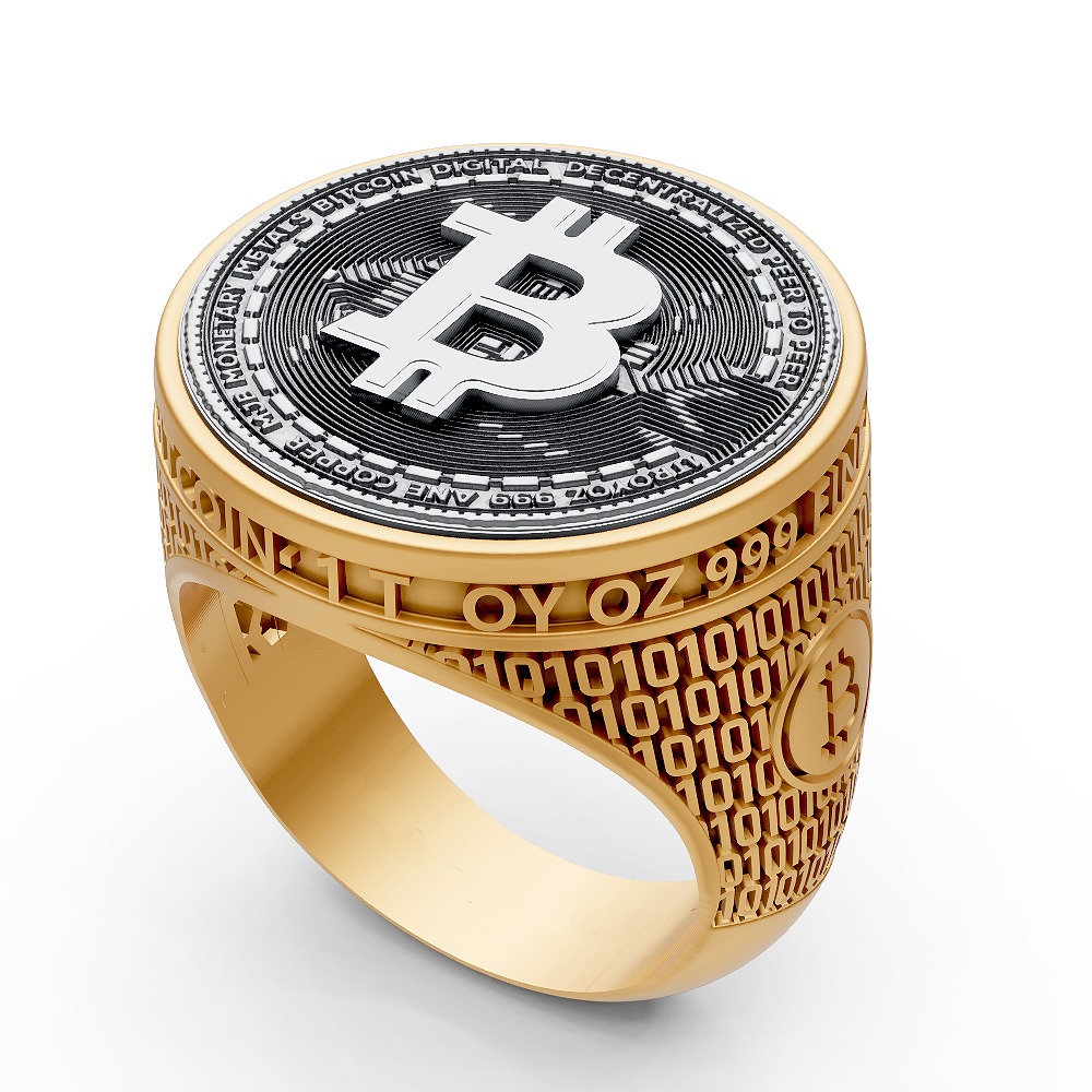 Bitcoin ring silver gold sterling printable jewelry 3D model 3D model ...