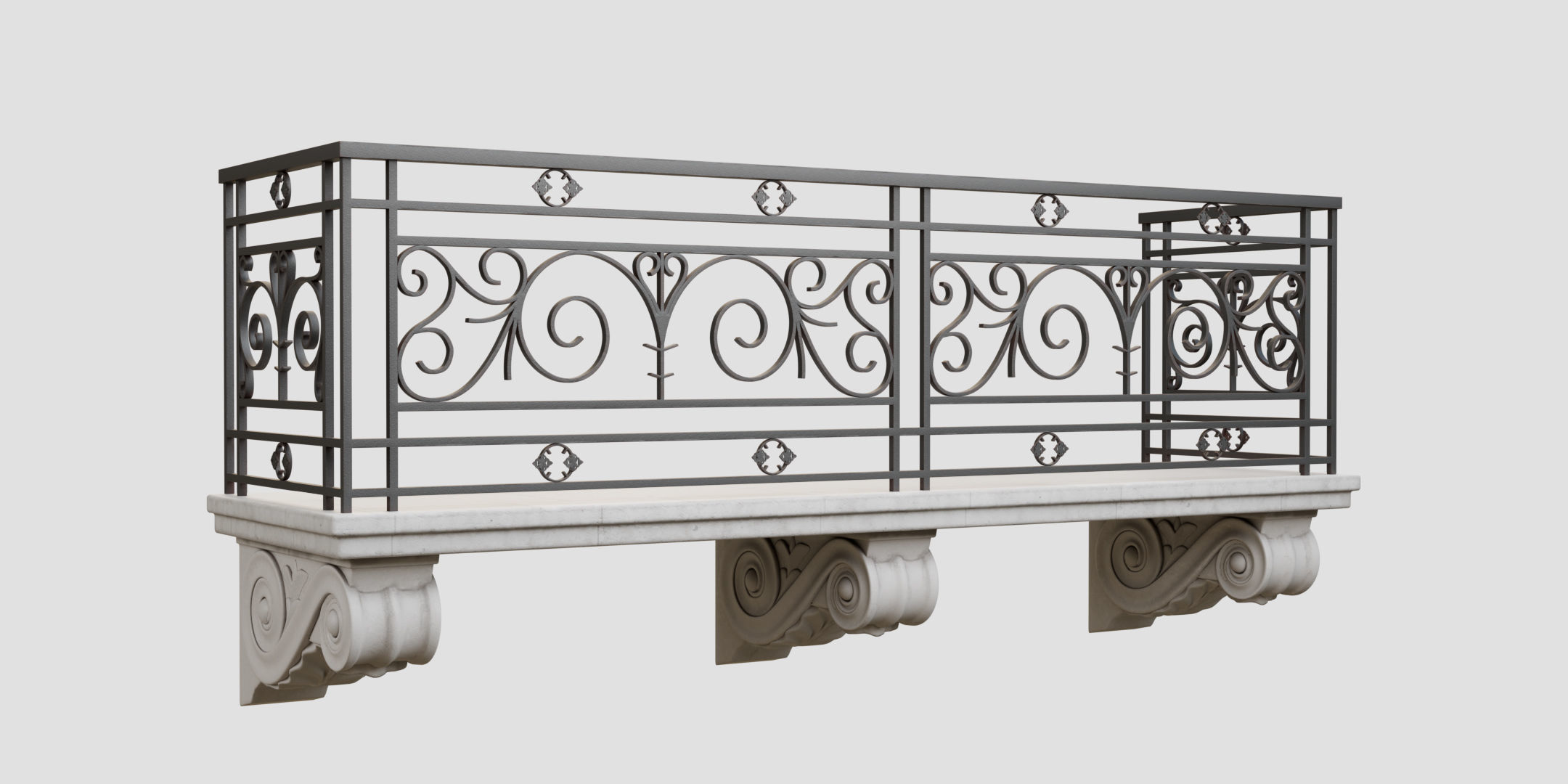 Classic Greek Forged Balcony 3D model | CGTrader