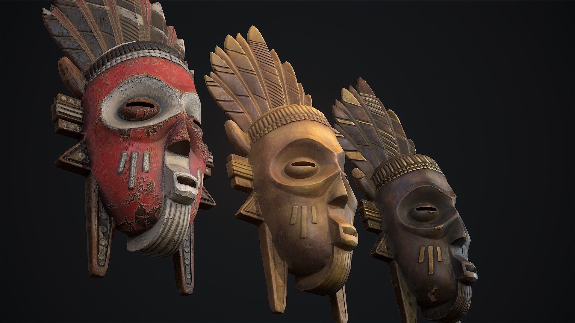 3D model African mask 5 VR / AR / low-poly | CGTrader