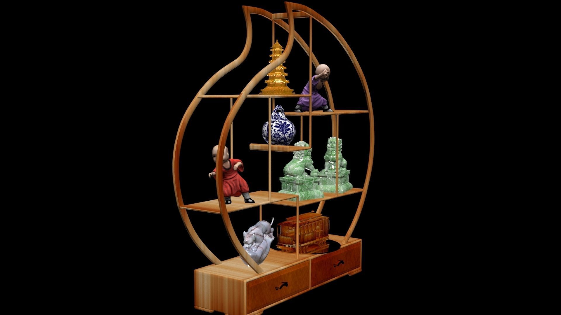 Chinese decorative self 3D model | CGTrader