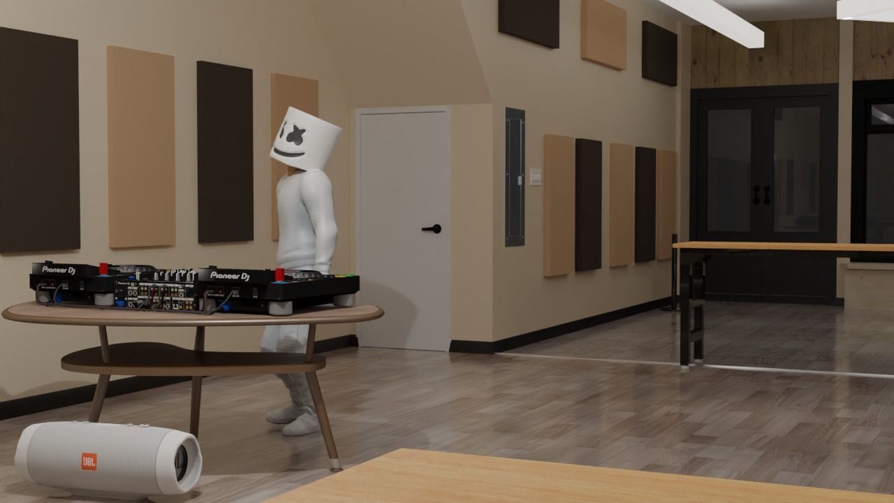 DJ Marsmello action with building and equipment 3D model animated ...