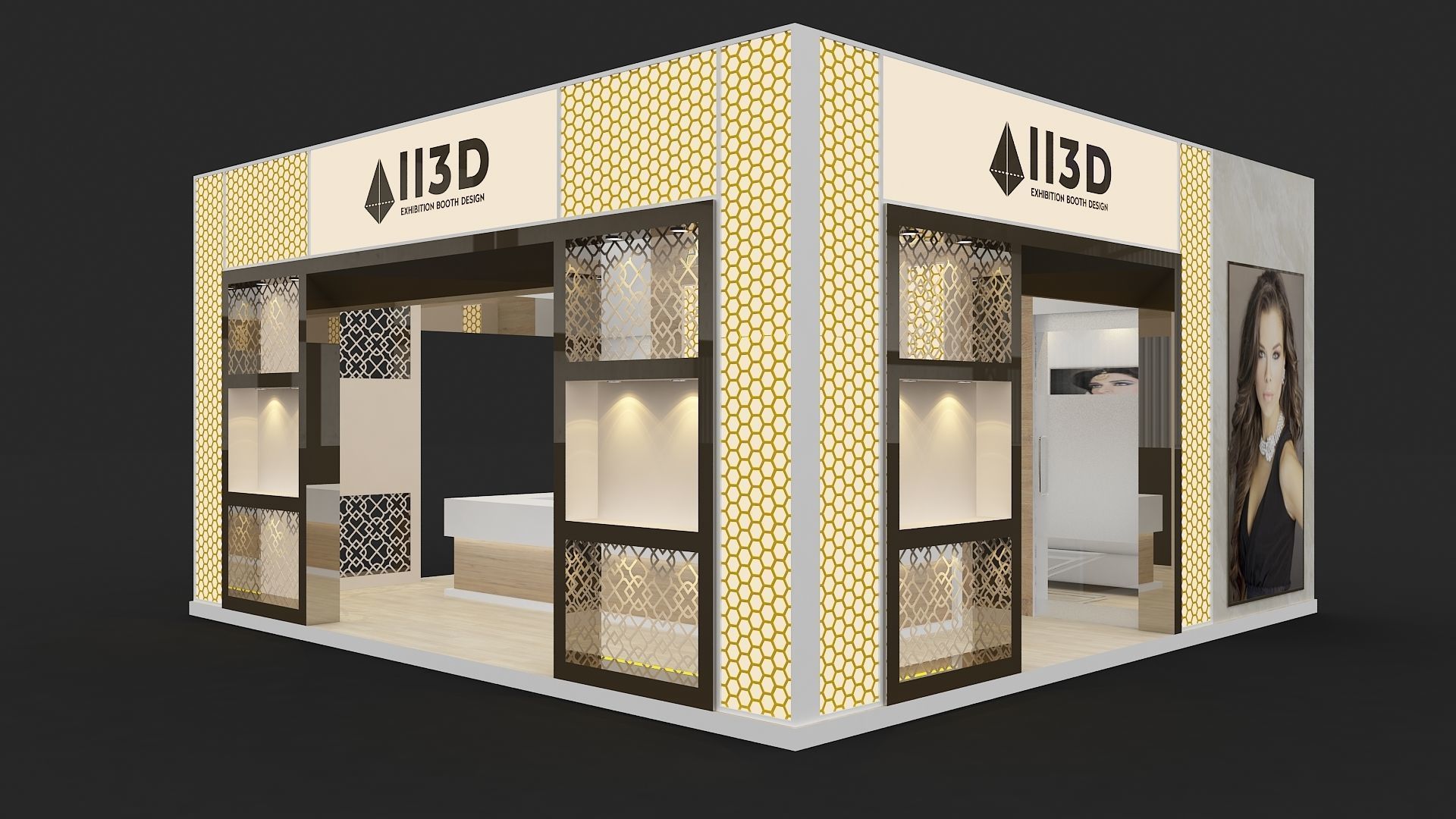 Exhibition Stand Stall Three Side Open 6X6 3D model | CGTrader