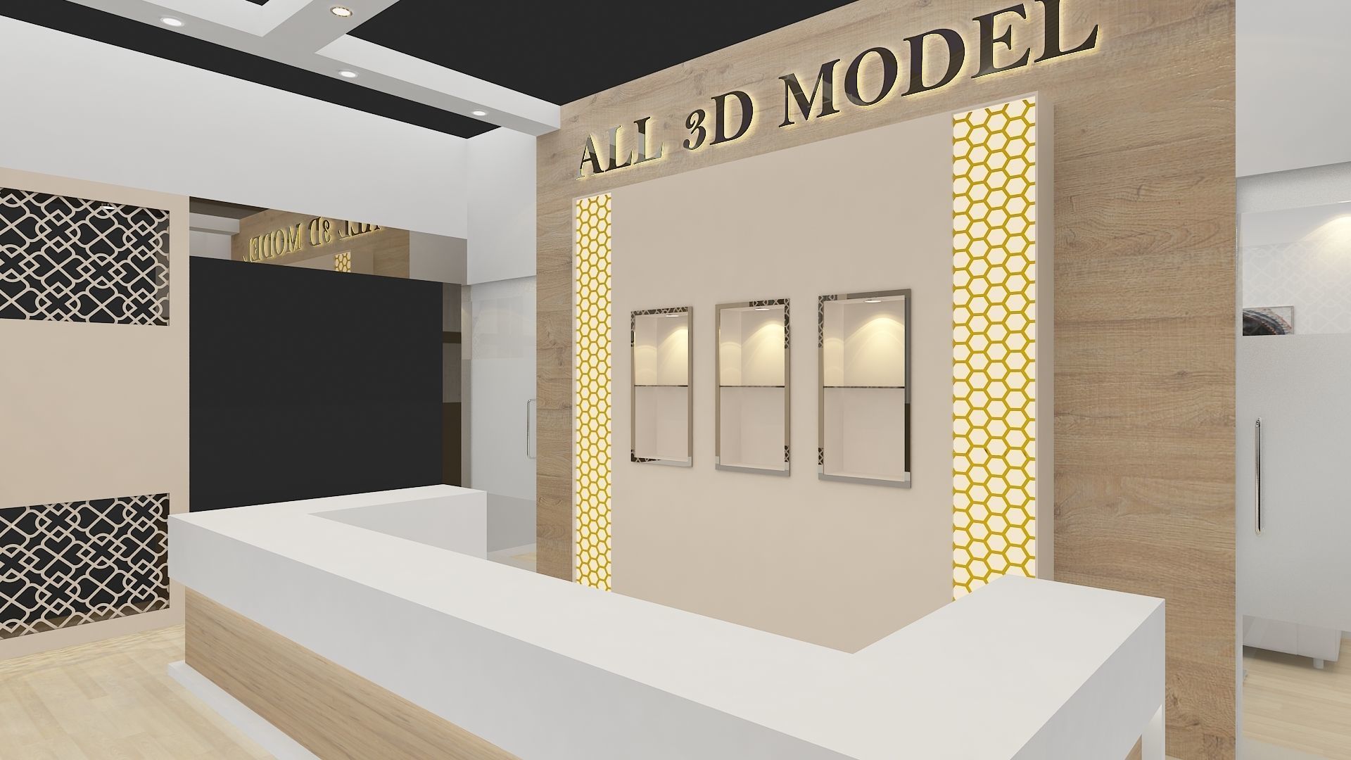 Exhibition Stand Stall Three Side Open 6X6 3D model | CGTrader