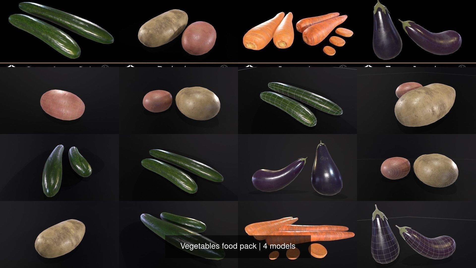 3D Model Collection Vegetables food pack VR / AR / low-poly | CGTrader