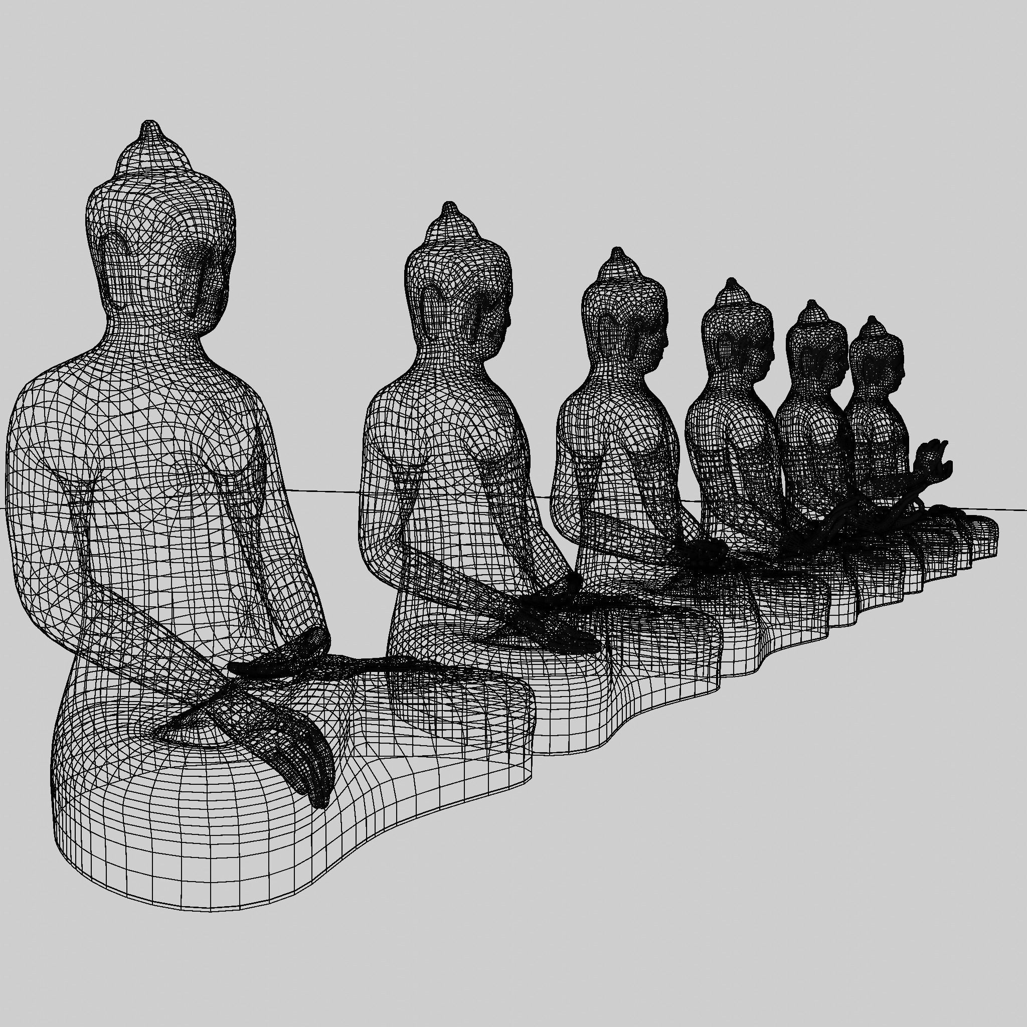 3D model Borobudur 3D Model - The Six Mudras Buddha Statue Only- VR ...