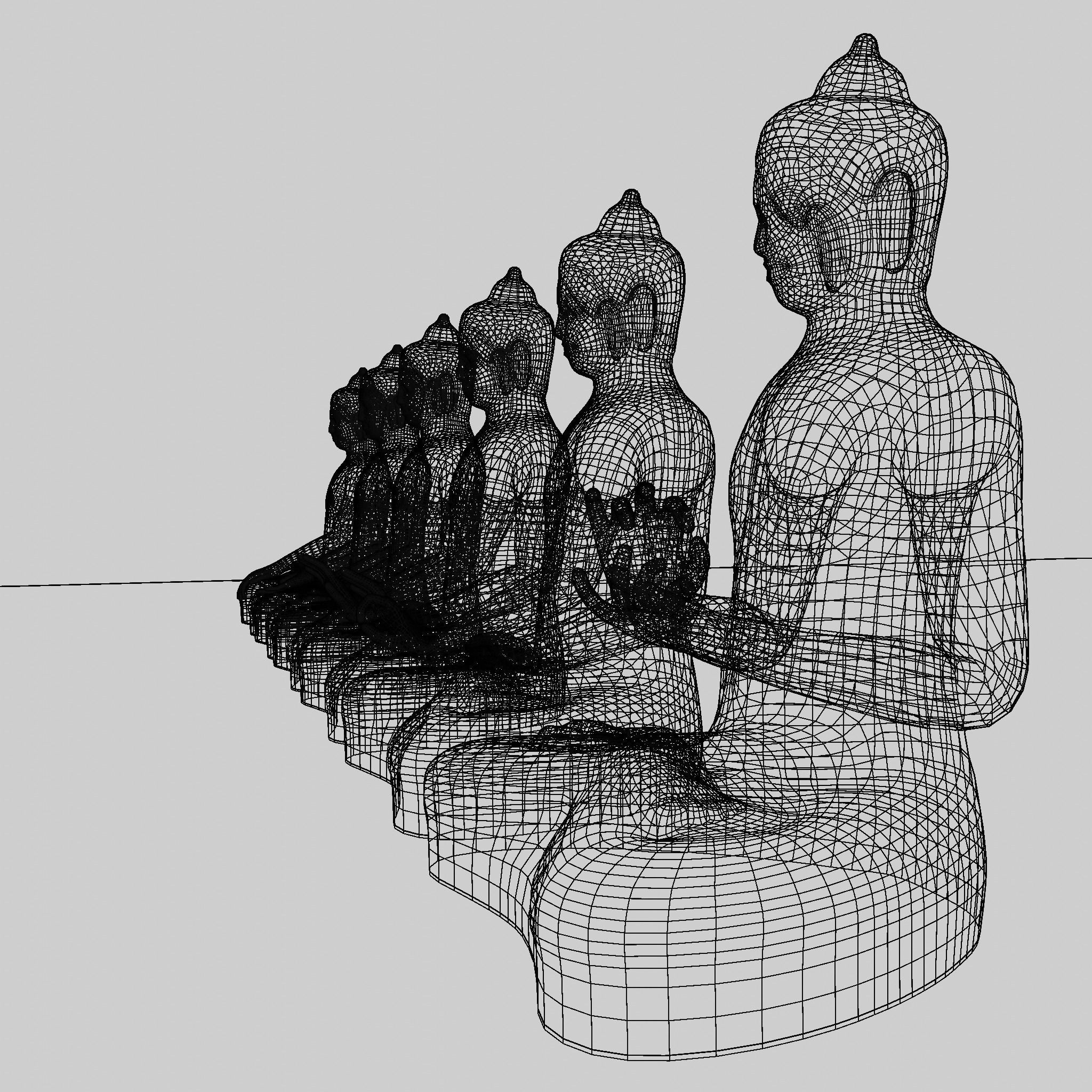 3D model Borobudur 3D Model - The Six Mudras Buddha Statue Only- VR ...