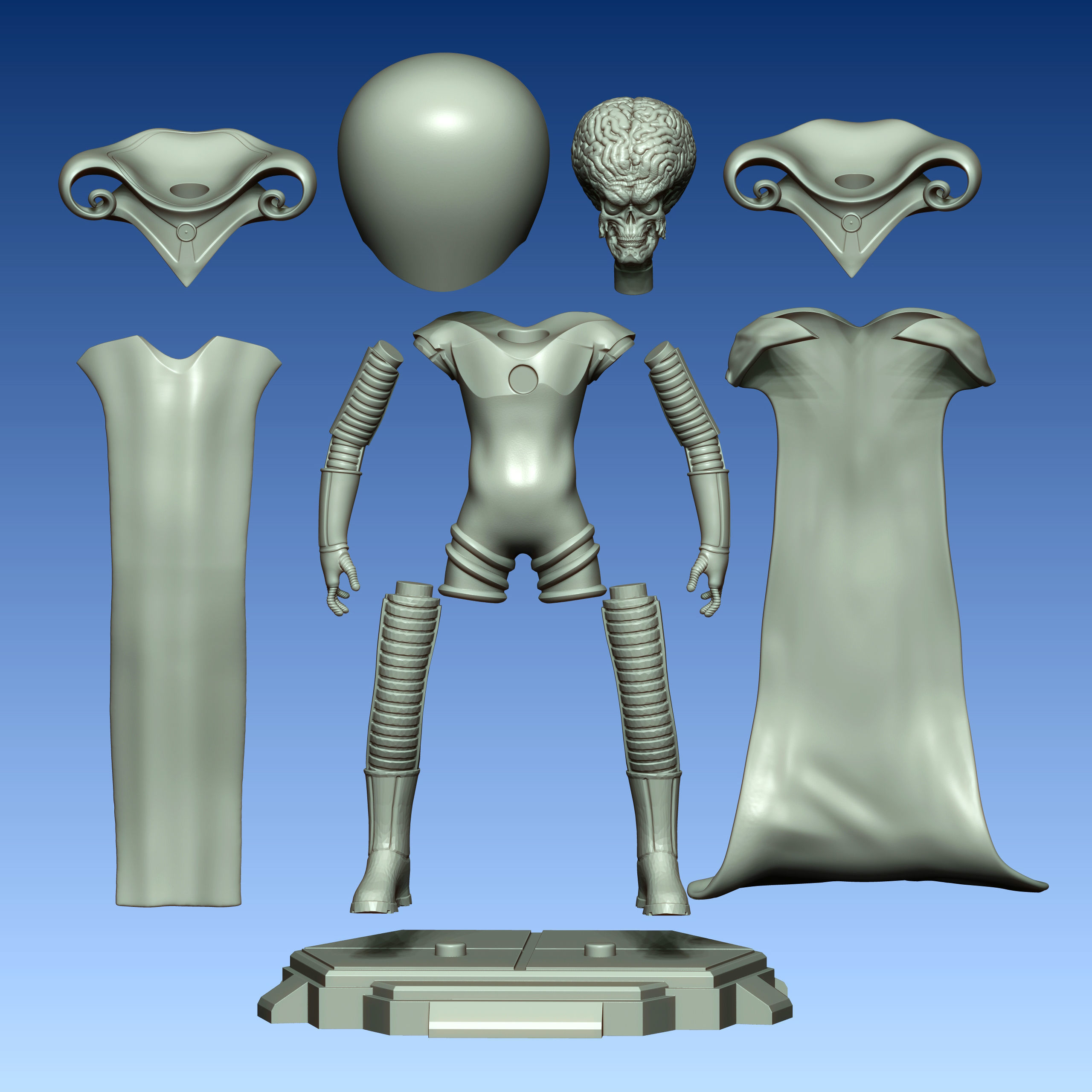 Alien from the movie Mars Attacks 3D model 3D printable | CGTrader