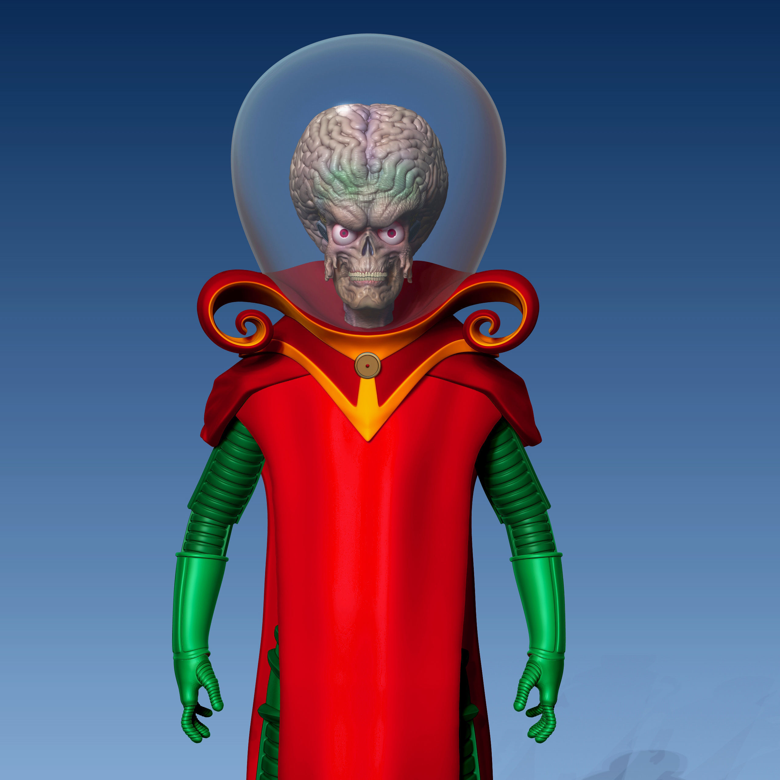 Alien from the movie Mars Attacks 3D model 3D printable | CGTrader