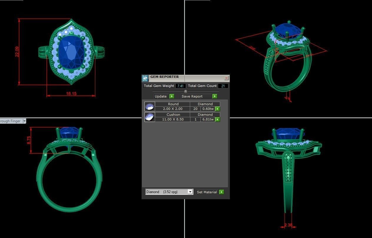 fashion diamond ring for women R51 3D model 3D printable | CGTrader