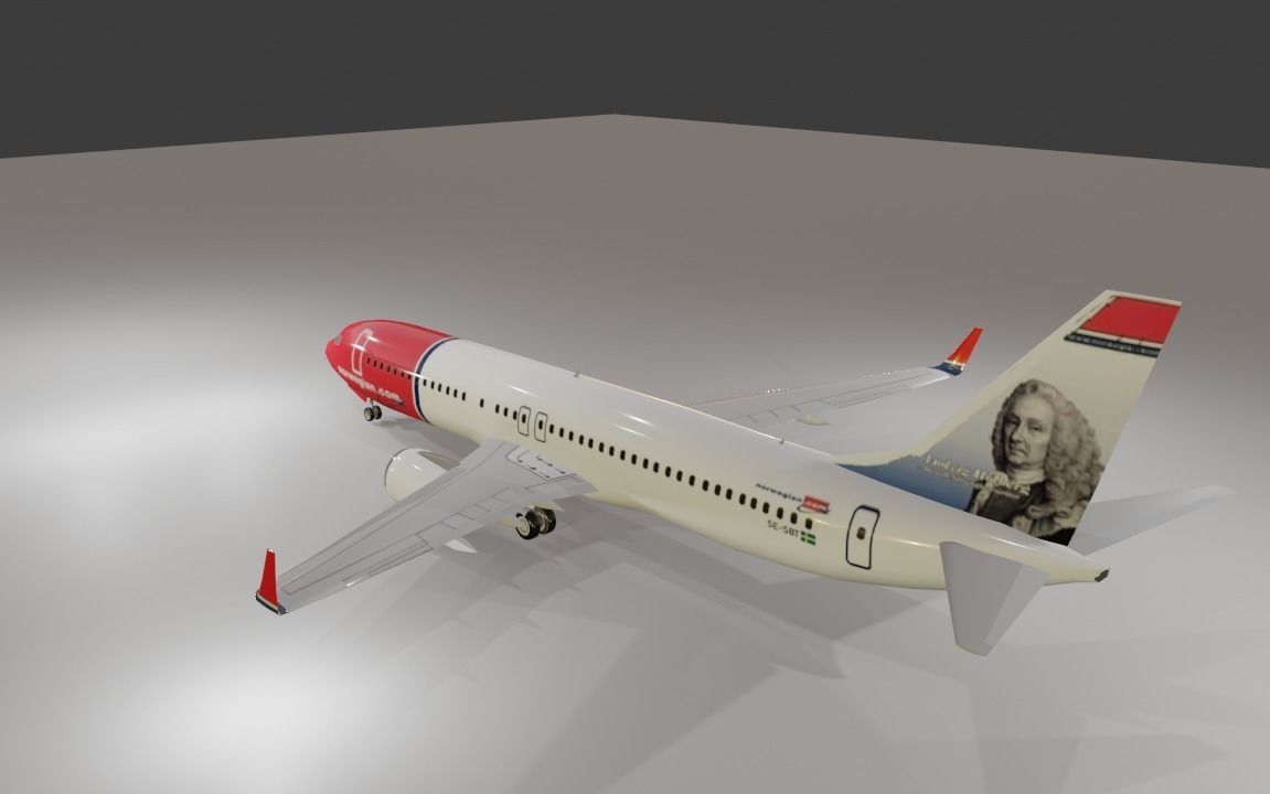 3D model Norwegian Airlines Boeing 737-800 3D Model with cockpit VR ...