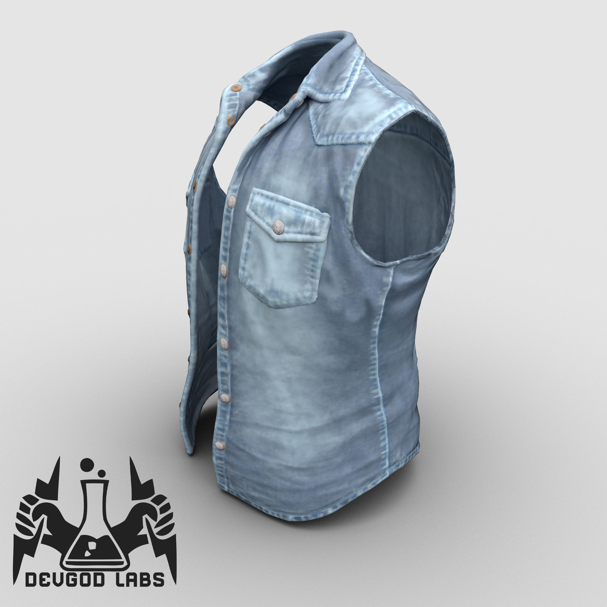3D model Old School Denim Biker Vest PBR Game Ready Low-poly 3D model ...