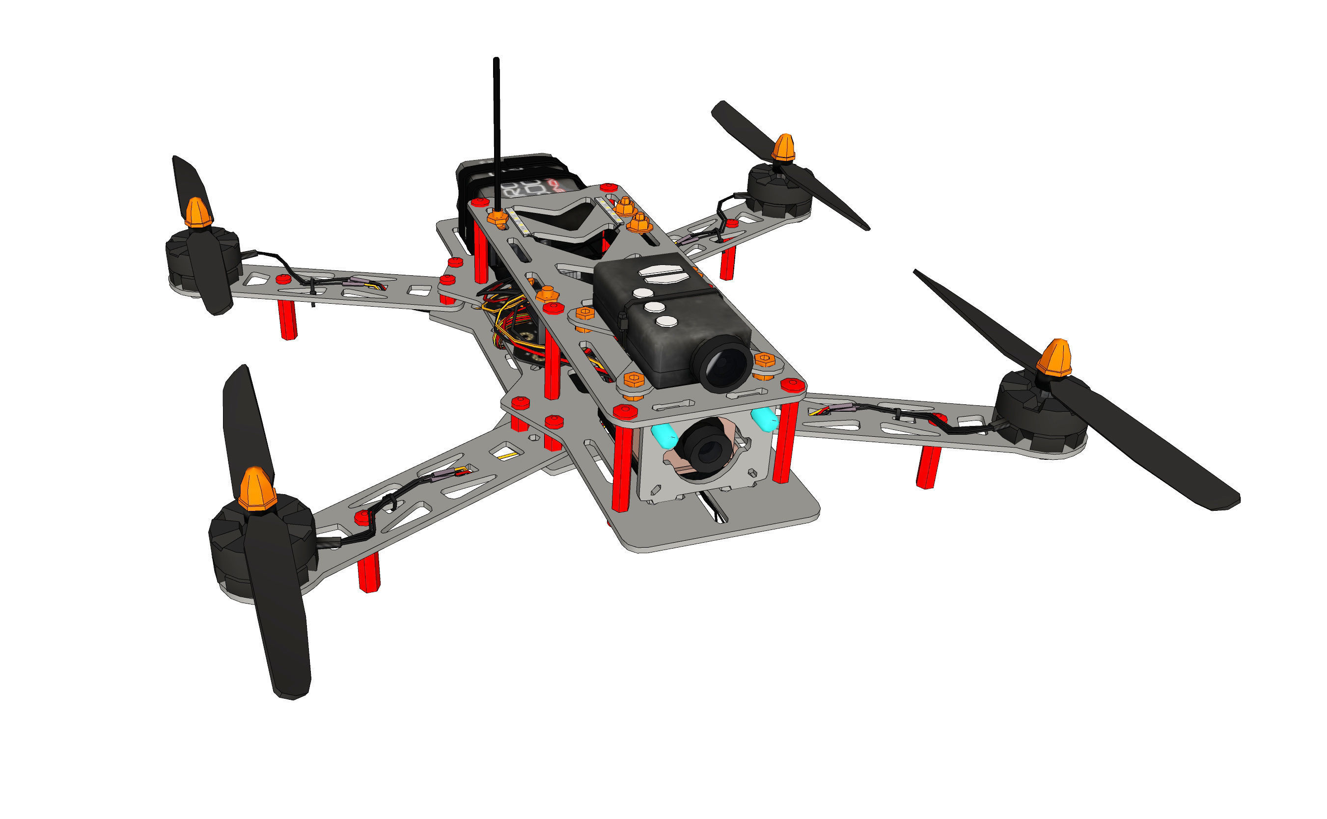 Racing Quadcopter drone FPV 3d model 3D model | CGTrader