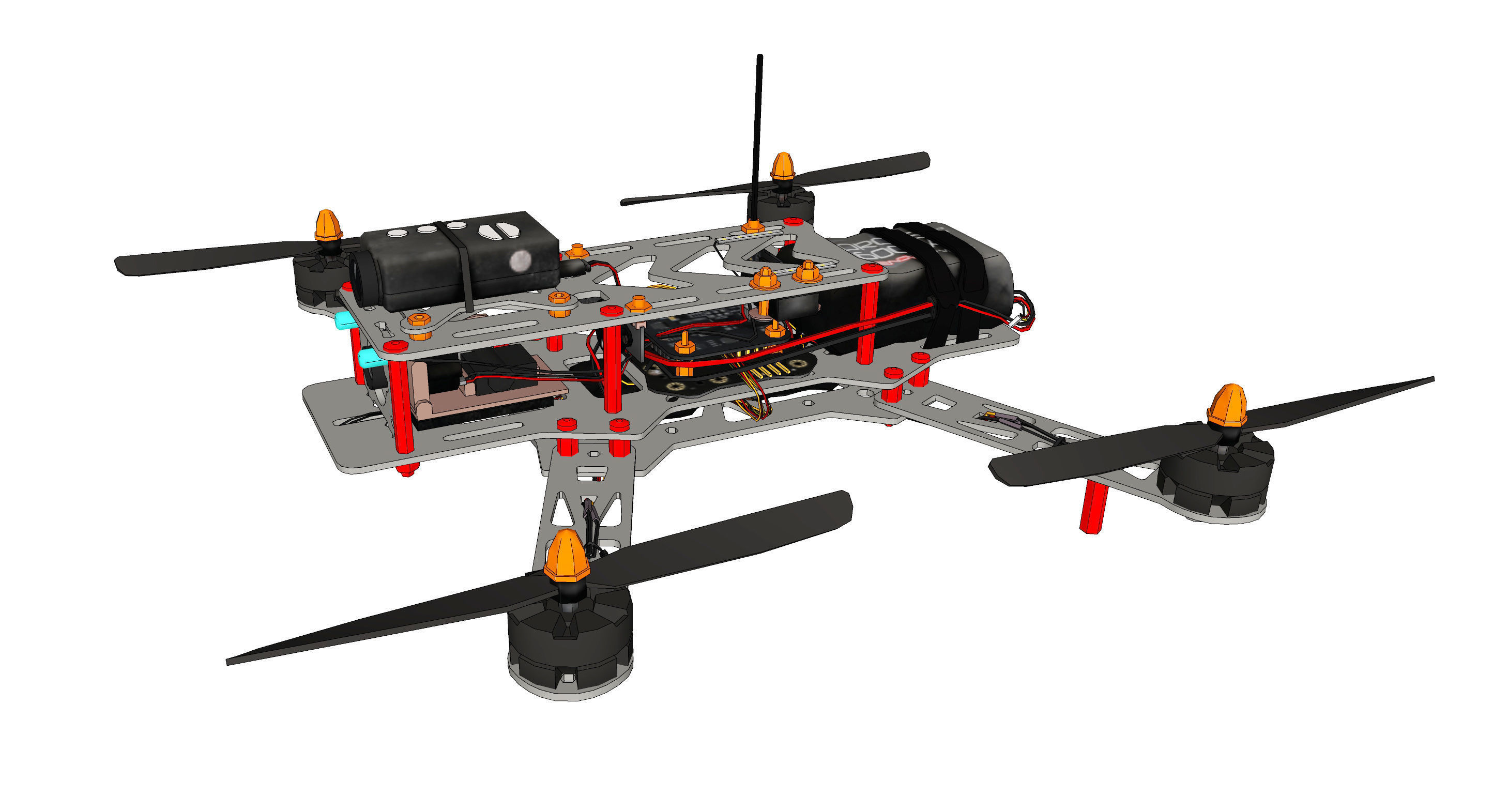 Racing Quadcopter drone FPV 3d model 3D model | CGTrader