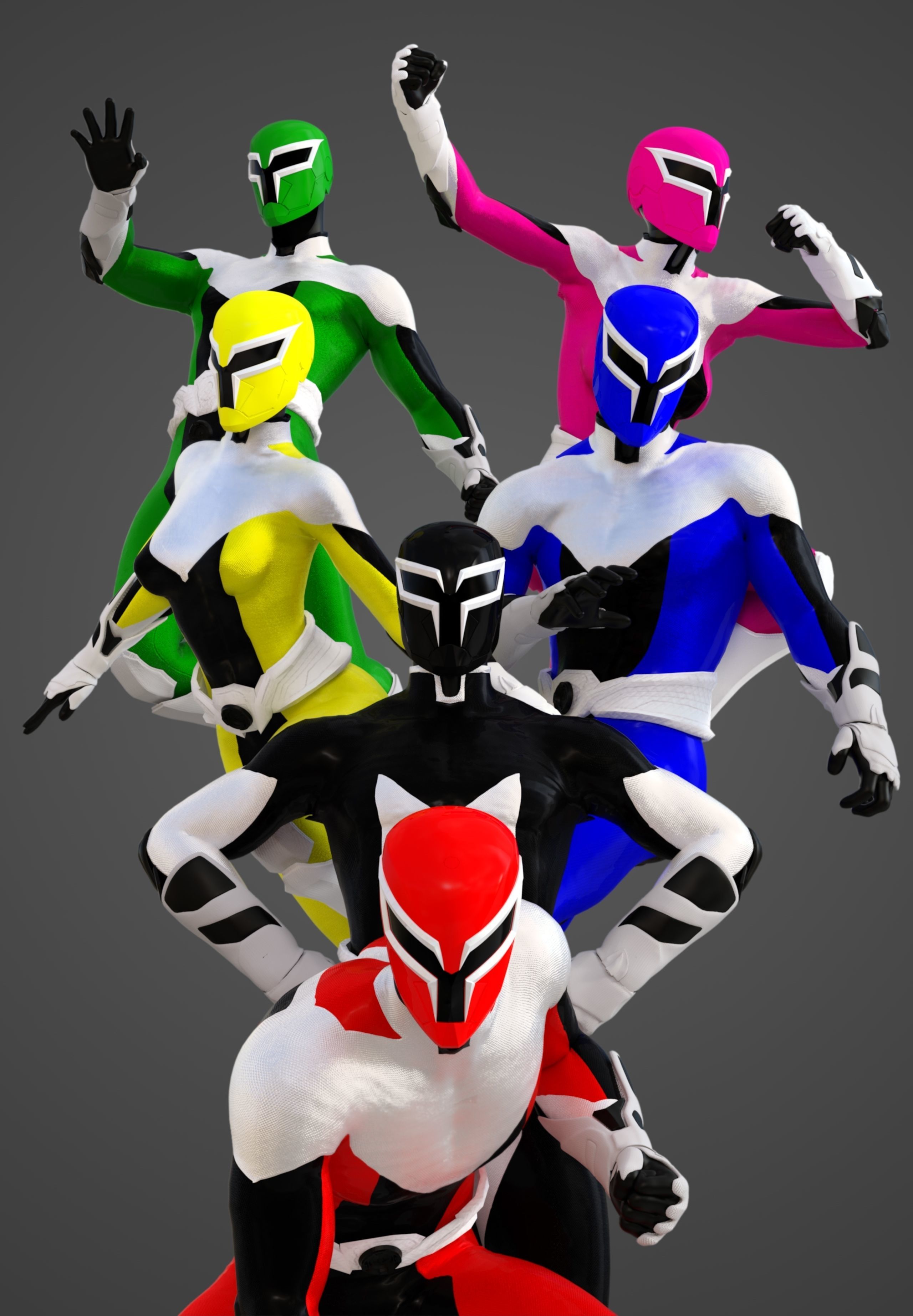 Super Sentai Team Of Heroes 3D model animated rigged | CGTrader
