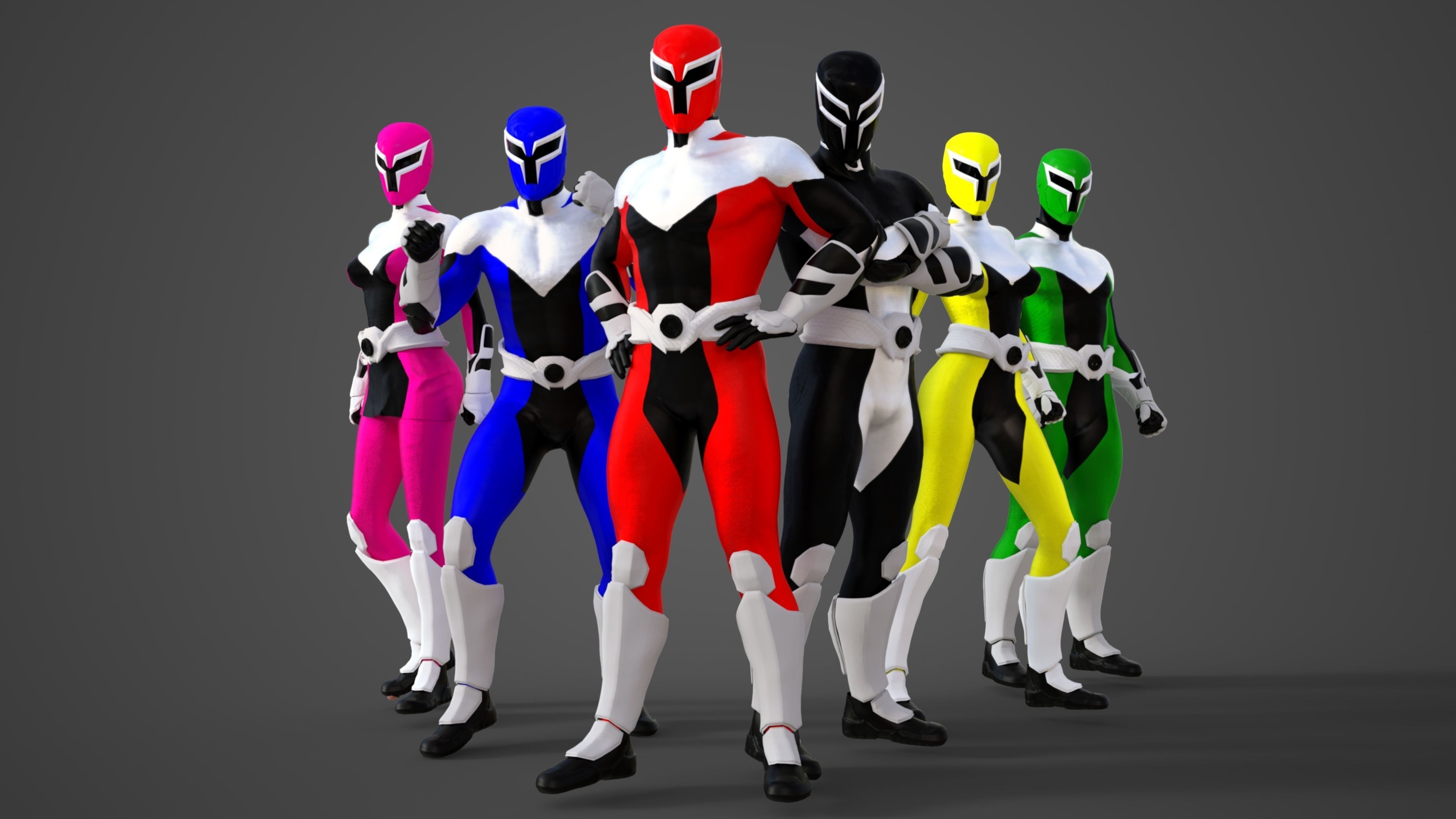 Super Sentai Team Of Heroes 3D model animated rigged | CGTrader