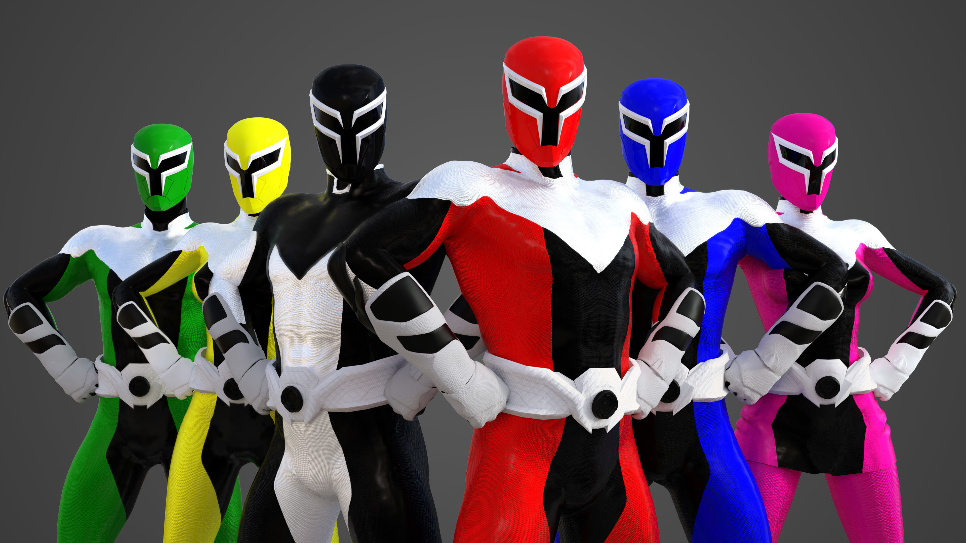 Super Sentai Team Of Heroes 3D model animated rigged | CGTrader