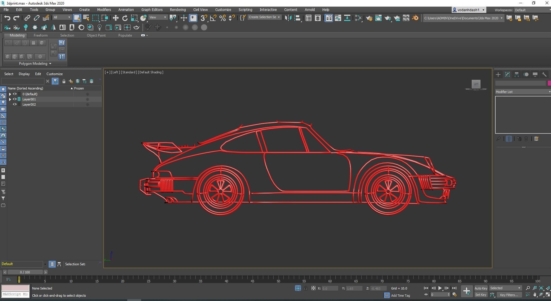 PORSCHE 911 WIREFRAME VER2 3D model 3D printable | CGTrader