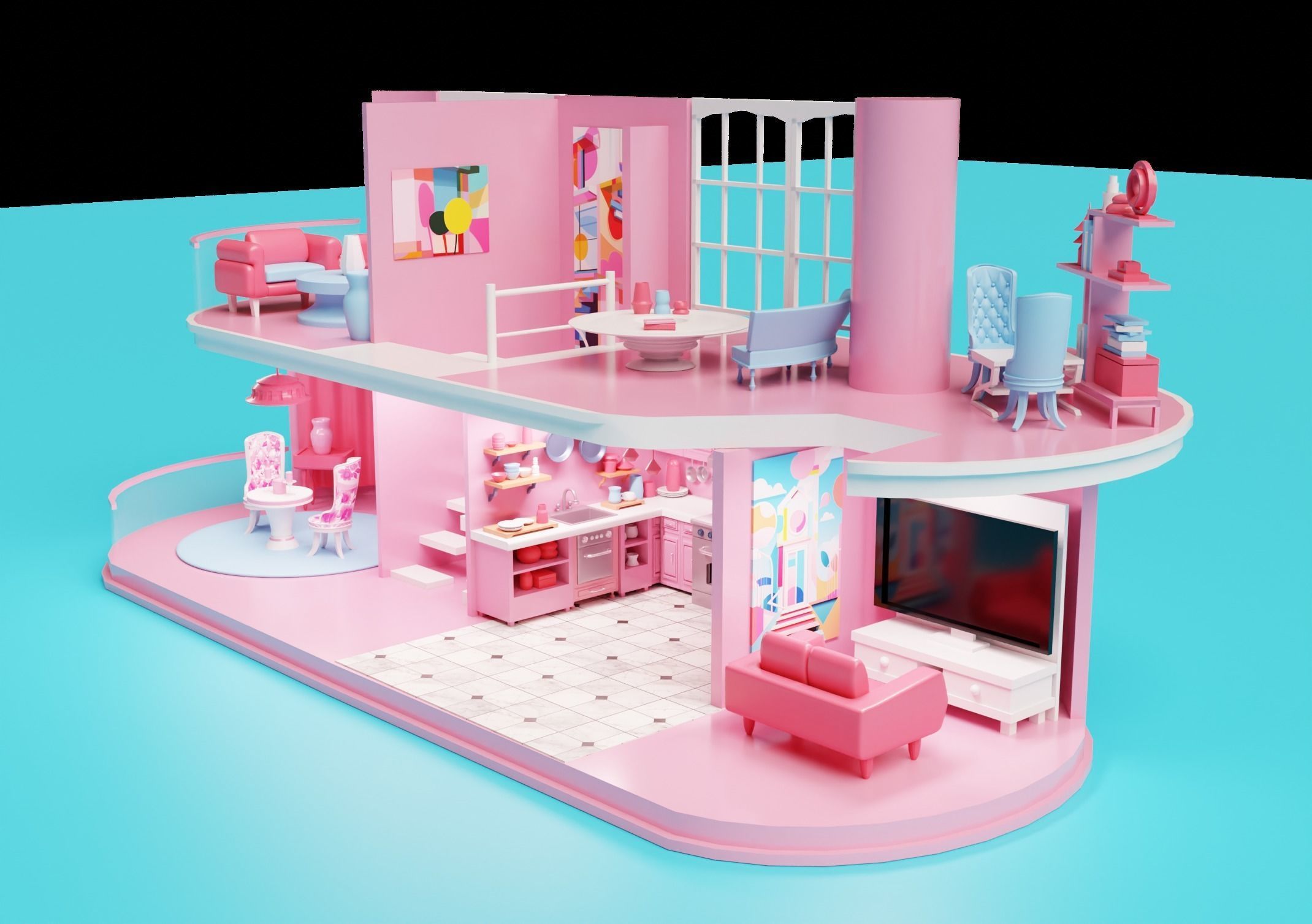3D model Barbie Dream House - 3D House Model with furnitures VR / AR ...