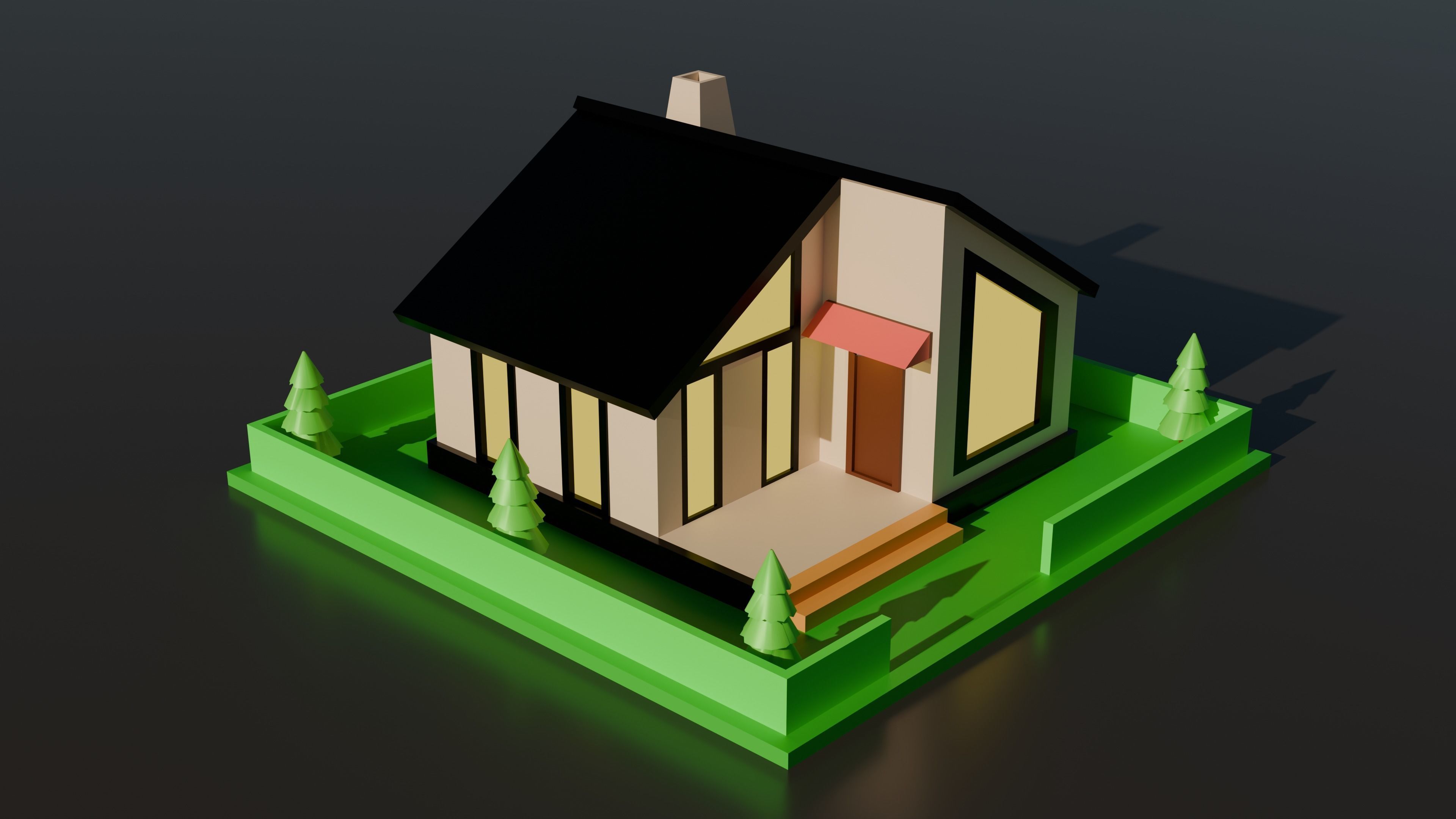 3D model Low poly Modern House 001 VR / AR / low-poly | CGTrader