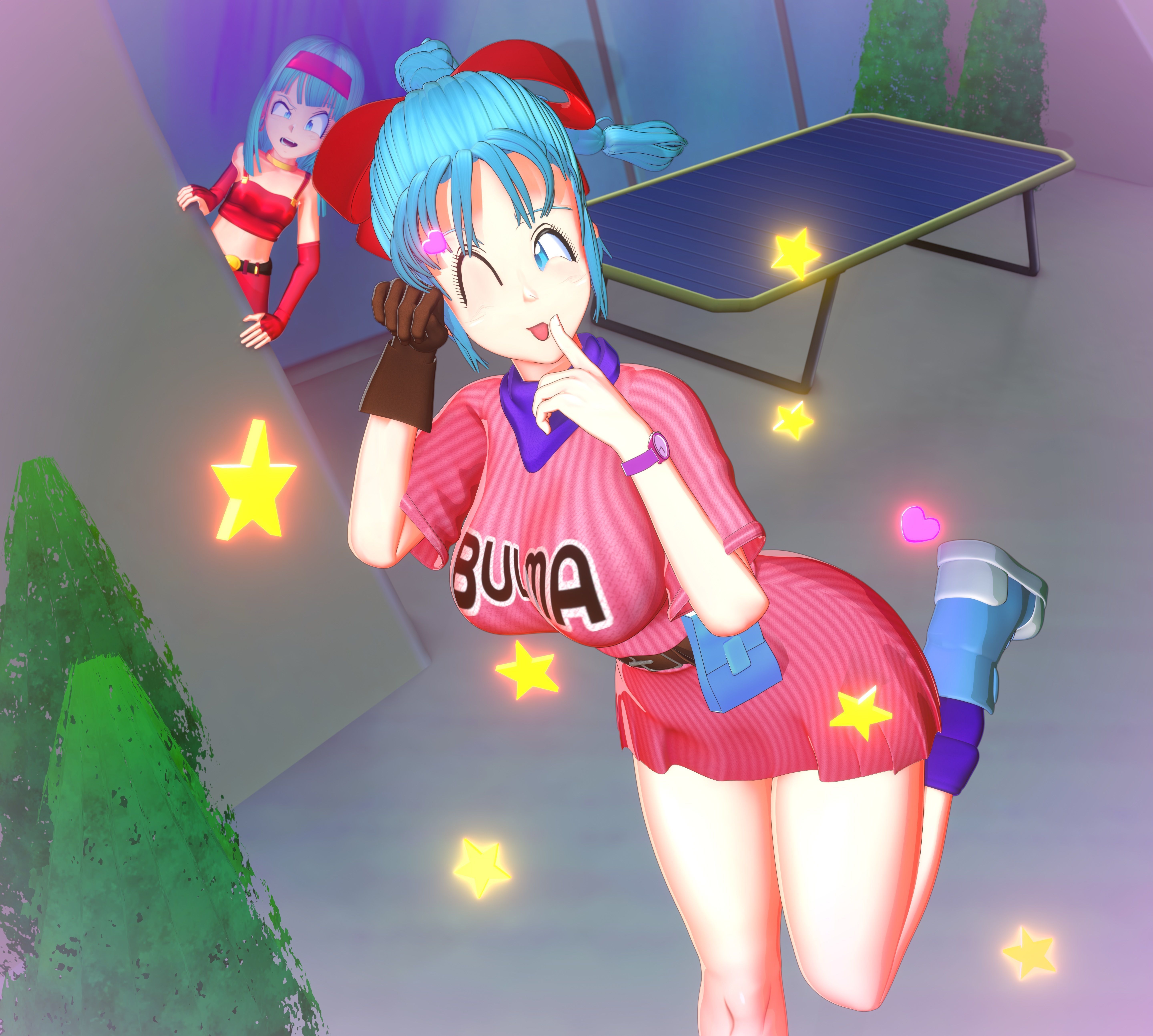 Bulma and Maron from Dragon Ball Z free 3D model rigged | CGTrader