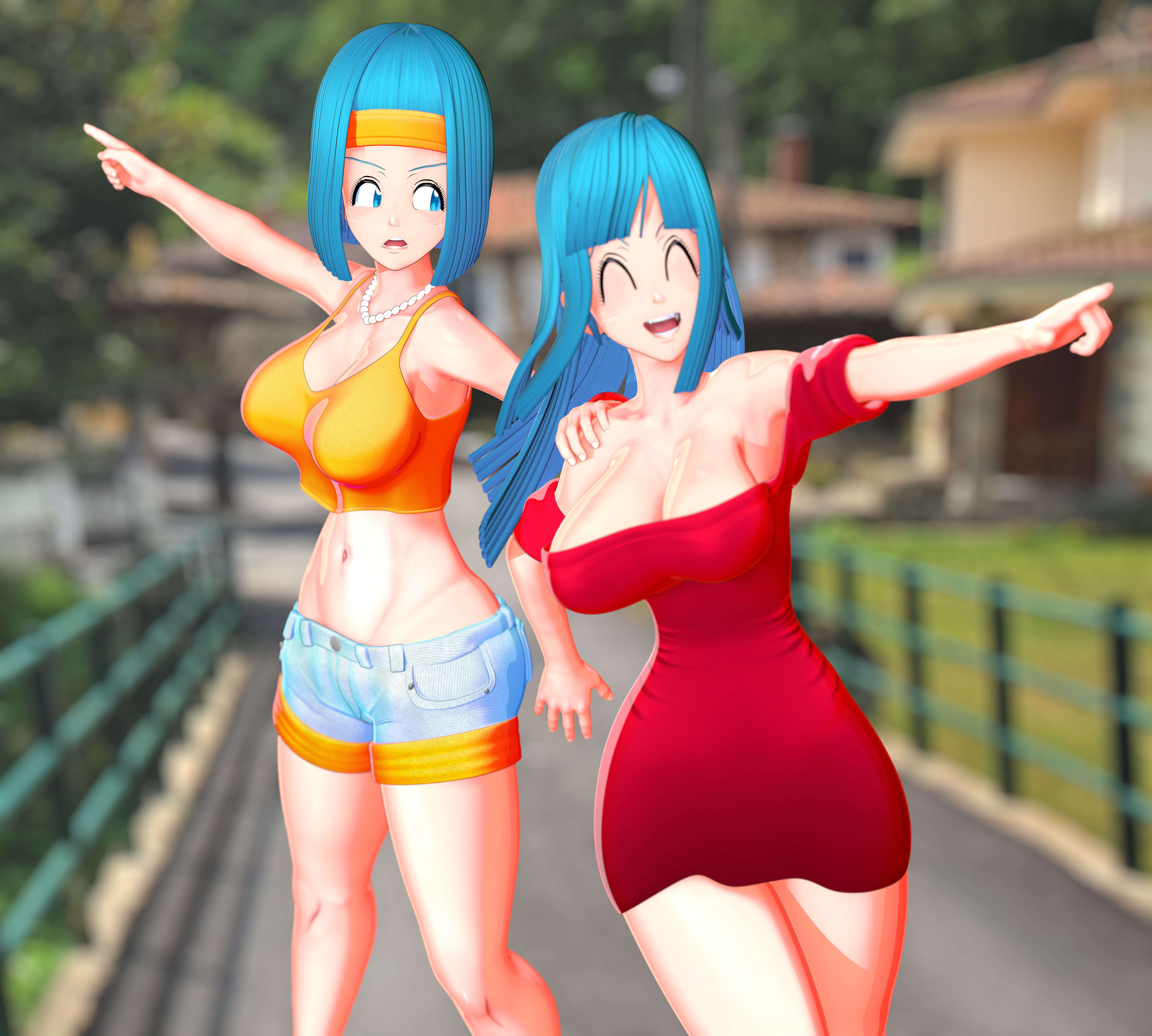 Bulma and Maron from Dragon Ball Z free 3D model rigged | CGTrader