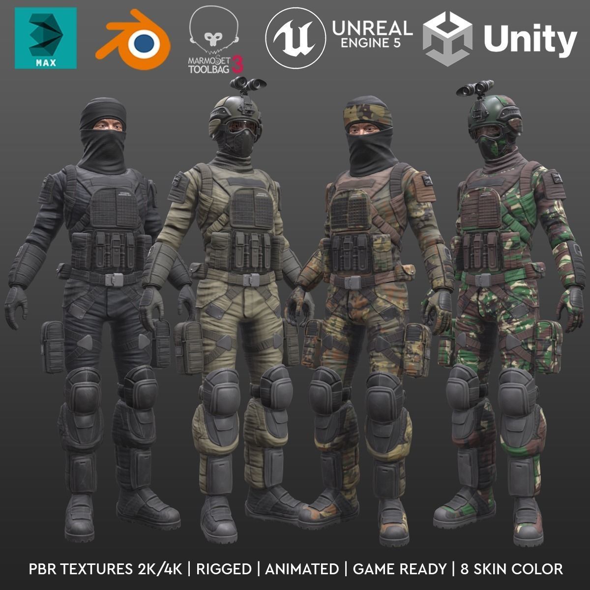 3D model ARMY SUIT VR / AR / low-poly | CGTrader