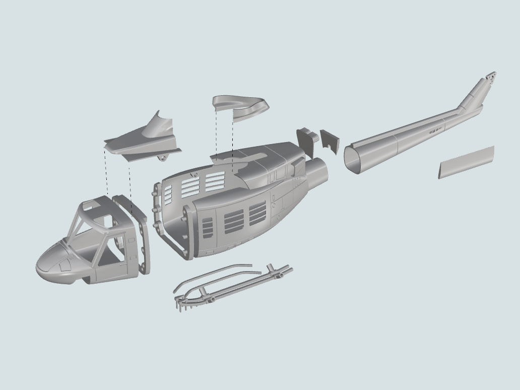 Files to 3d Print this Scale Bell 412 Fuselage for OMP M1 3D model 3D ...