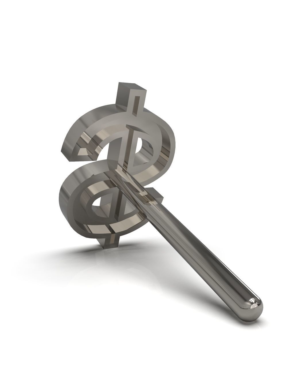 Dollar sign stud earring blank 3D model 3D printable | CGTrader